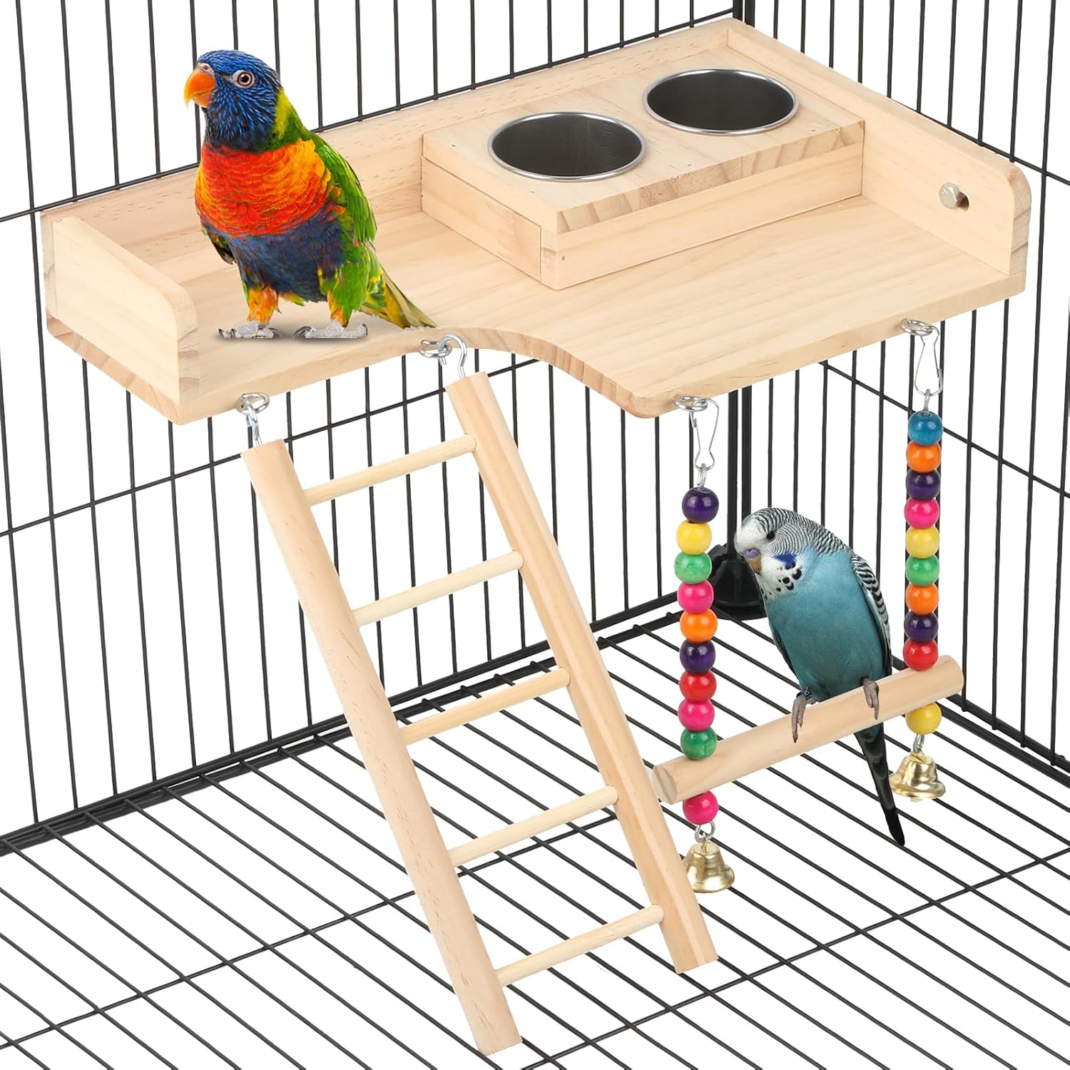 Amazon.com : Bird Perch Stand Platform,Colorful Parakeet Swing Toy with ...