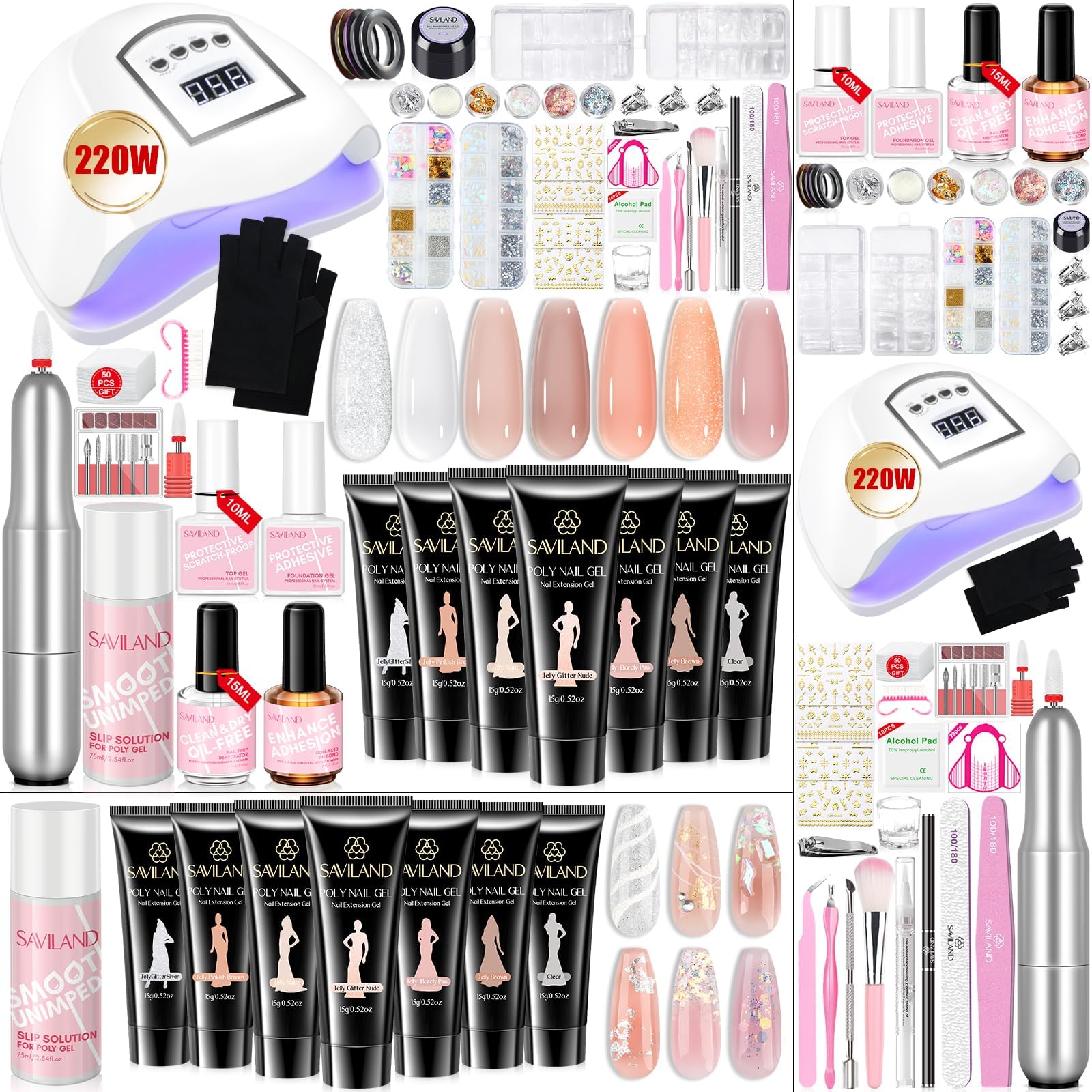 Amazon.com: Modelones 133pcs Poly Nail Gel Kit, 32 Colors Poly ...