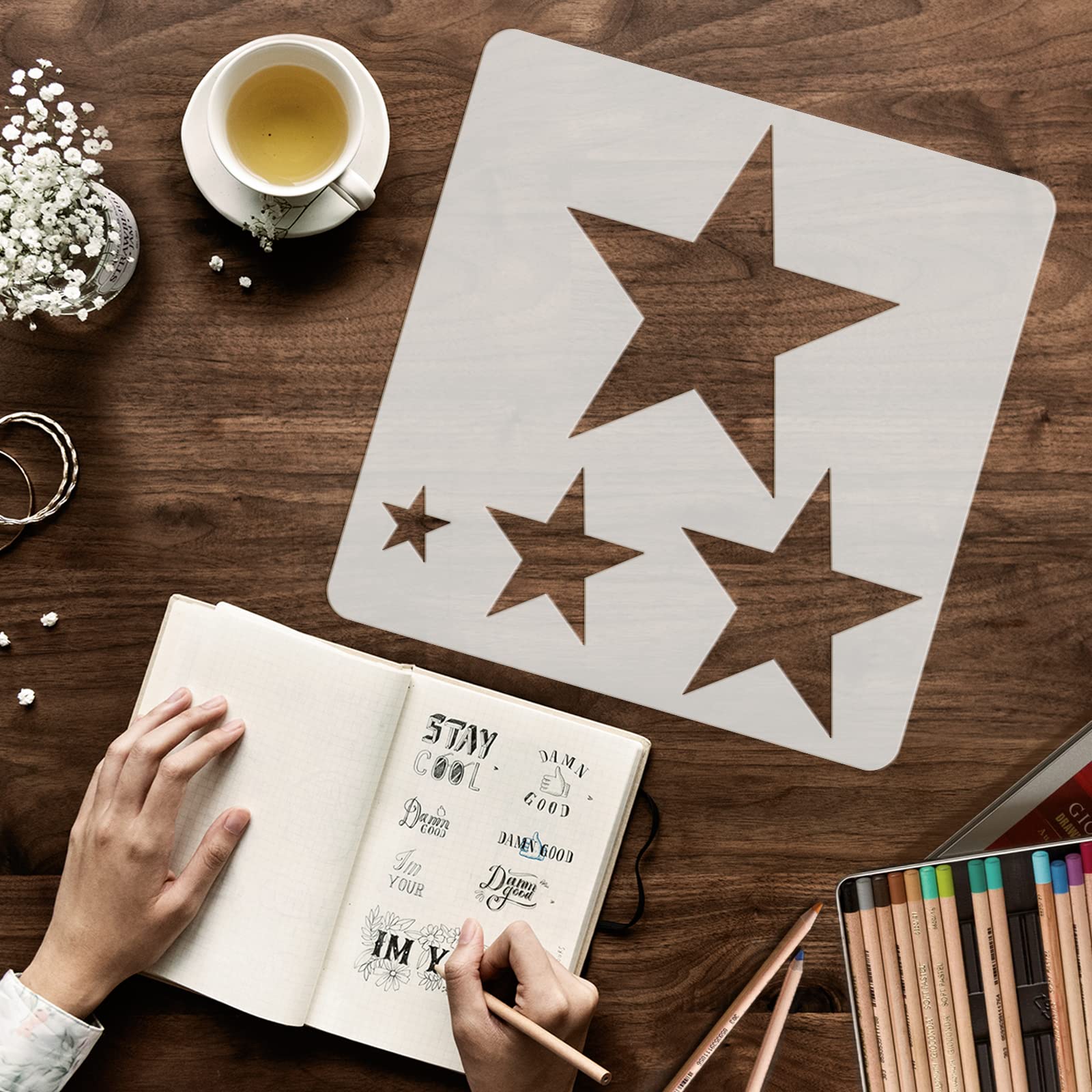 Primitive Star Stencil Template DIY Craft Mylar Reusable Stencils,