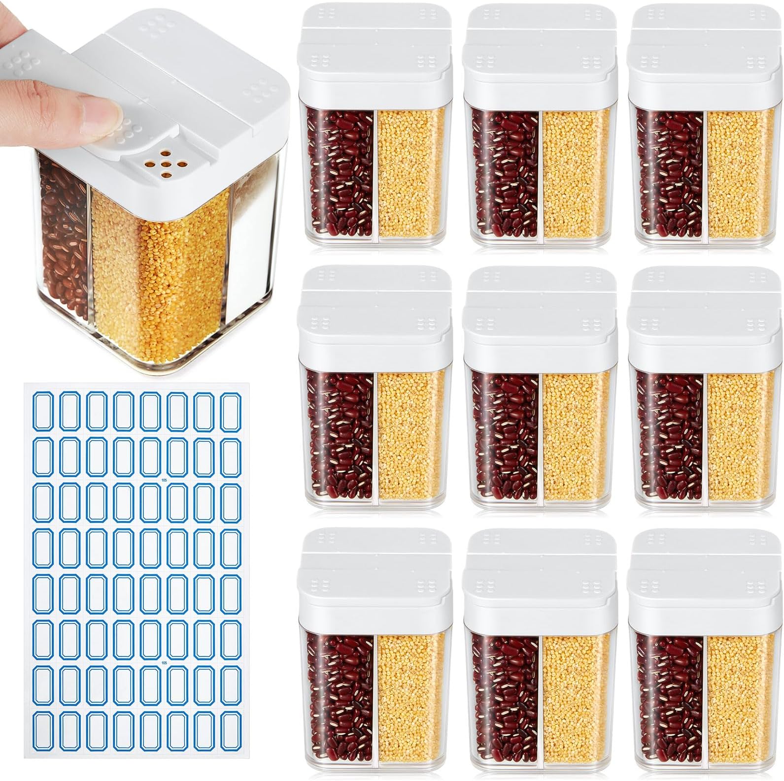 Amazon.com: Uiifan 10 Pcs 4 in 1 Plastic Salt and Pepper Shaker 4 Grids ...