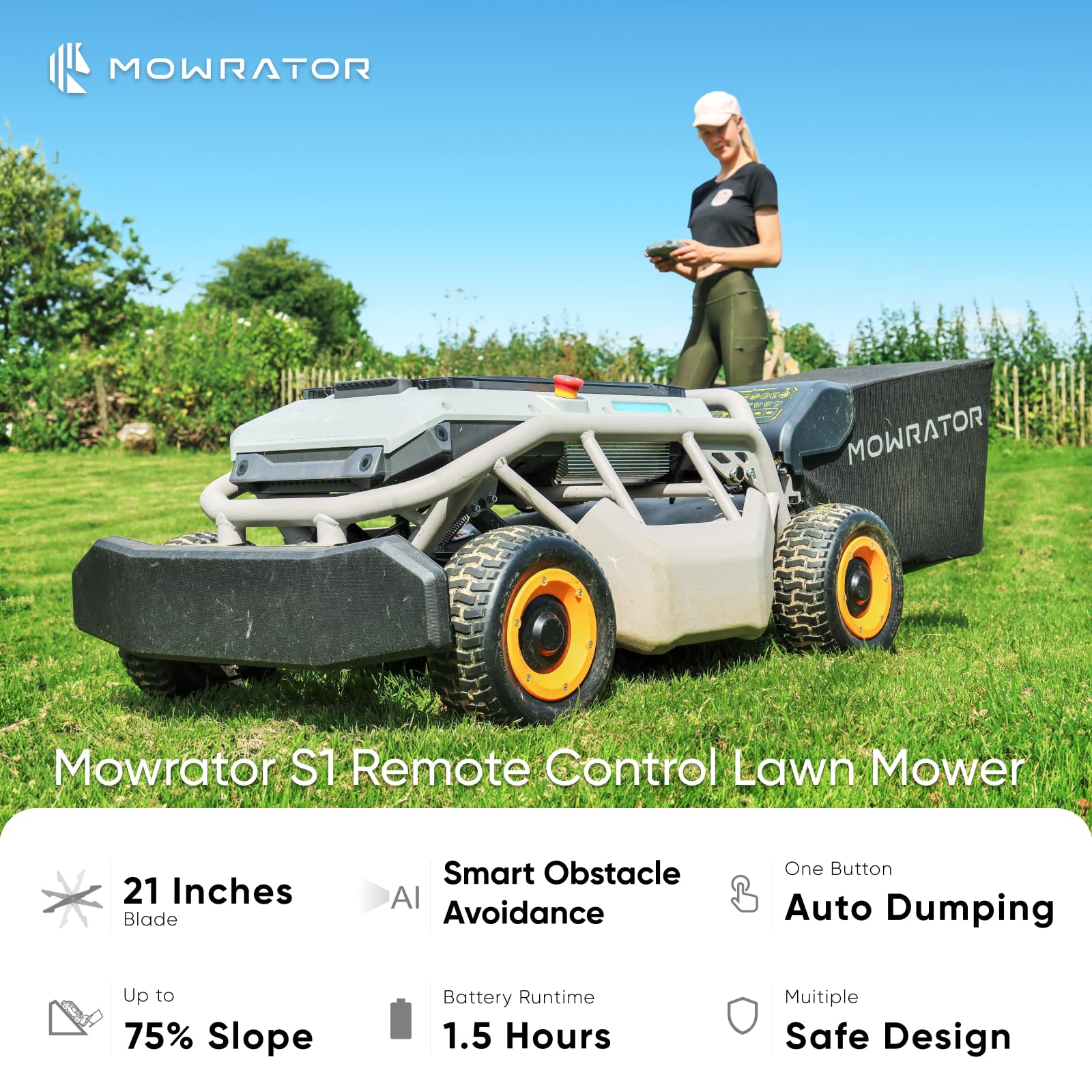 Remote Control Lawn Mower 4WD Gasoline Remote Control Lawn Mower 45°