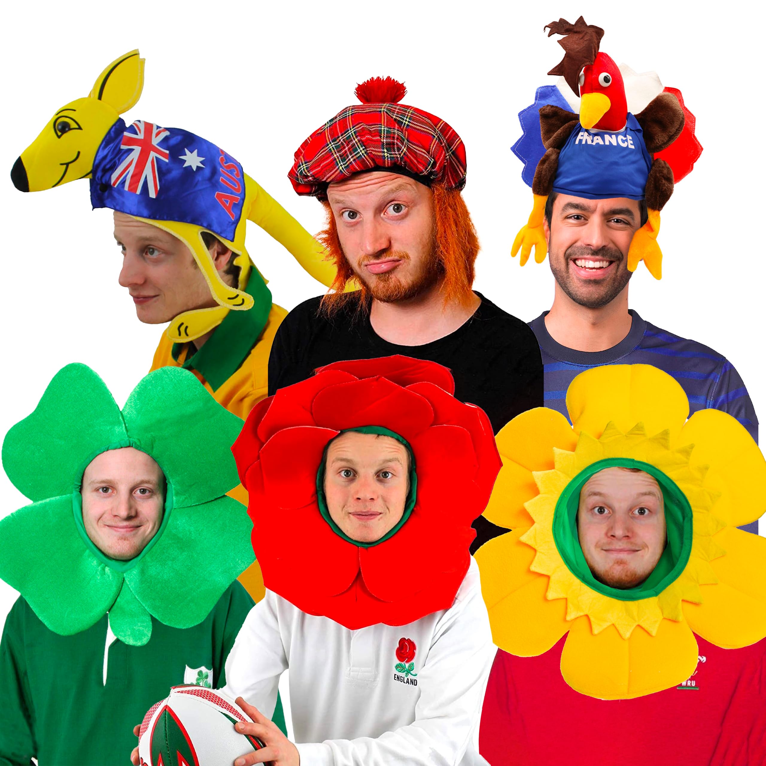 WELSH DAFFODIL HAT RUGBY FOOTBALL - YELLOW DAFFODIL HAT WITH ATTACHED ...