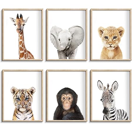 Amazon.com: 4 Pieces Jungle Animals Wall Art Decors - Motivational Wall ...