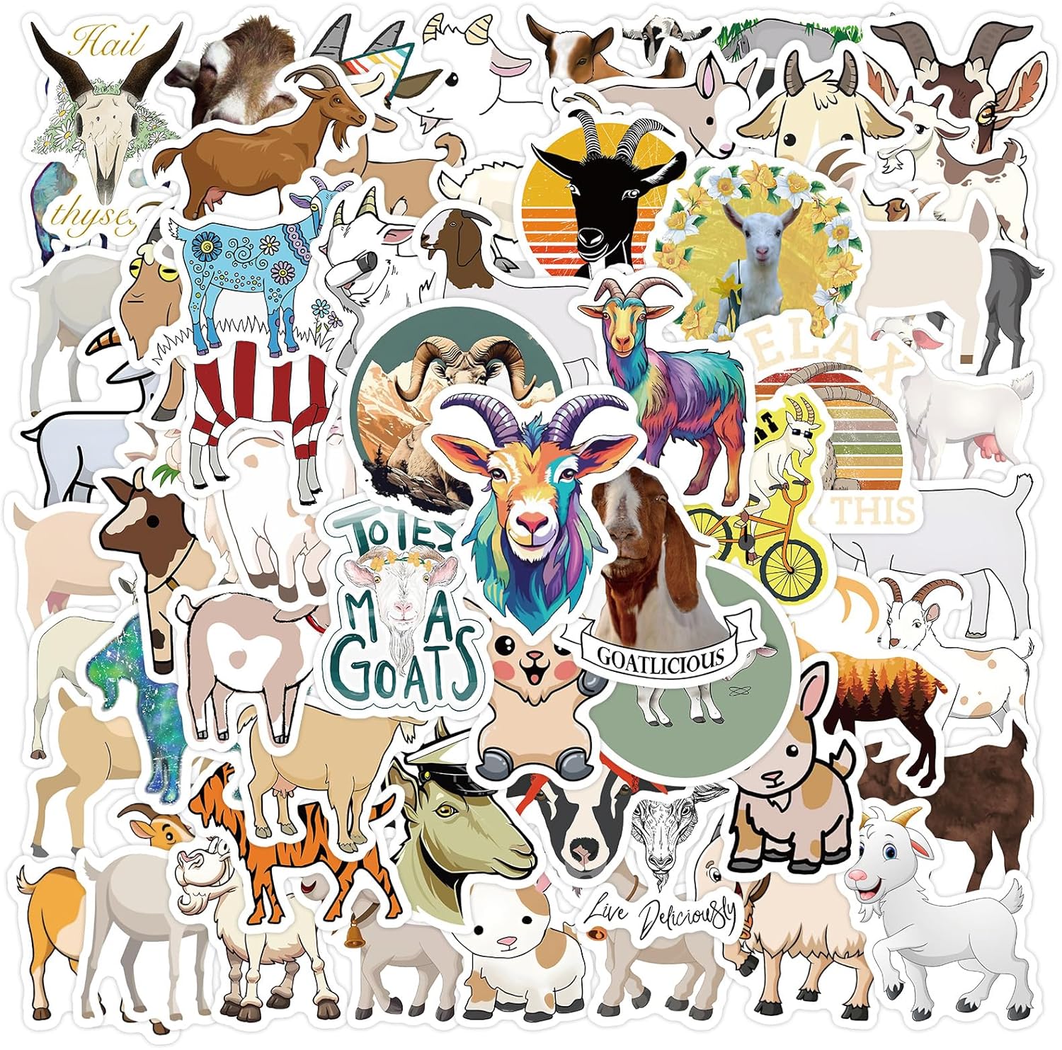 Amazon.com: Cute Goat Stickers Pack 62PCS, Kawaii Sticker Funny Animal ...