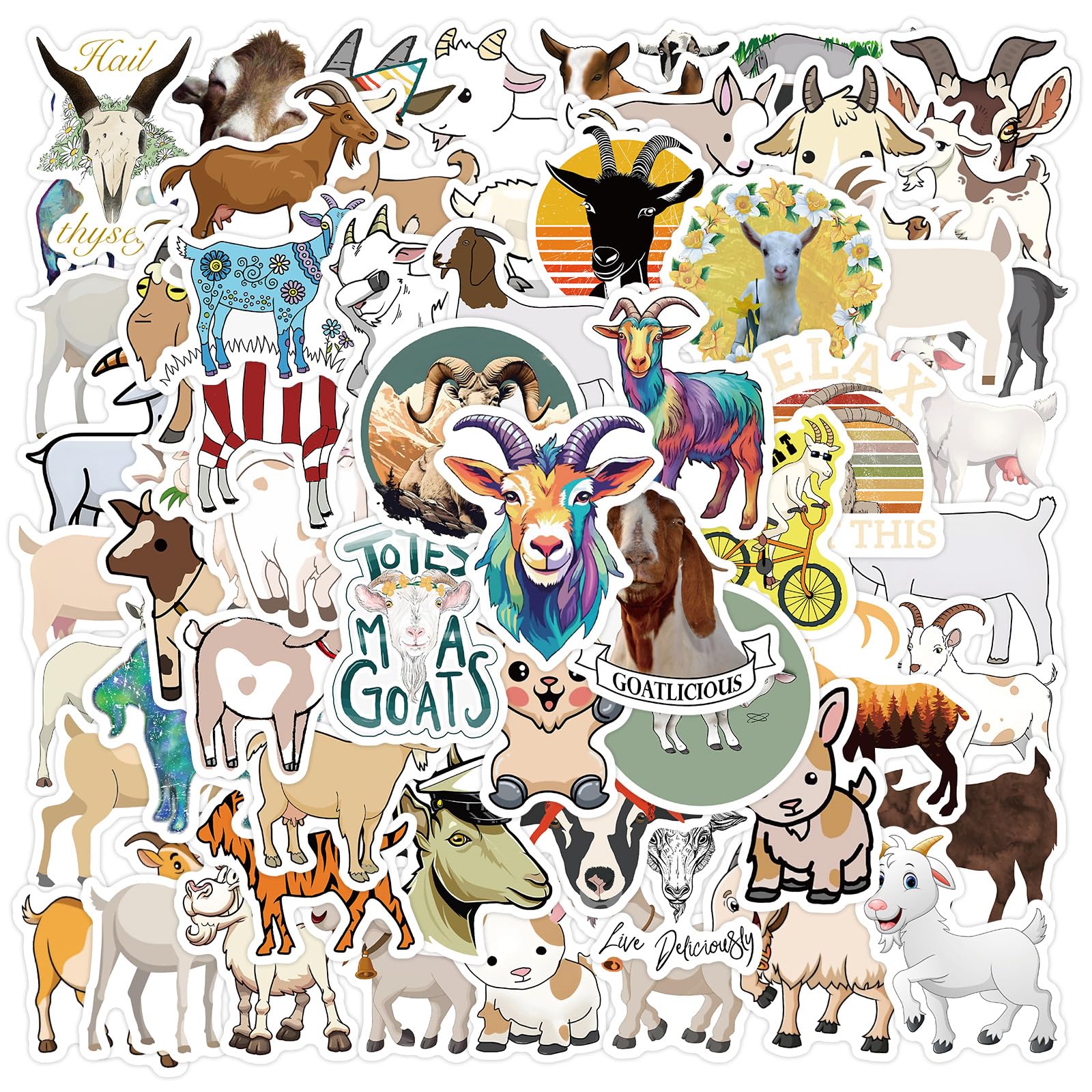 Amazon.com: Cute Goat Stickers Pack 62PCS, Kawaii Stickers Funny Animal ...