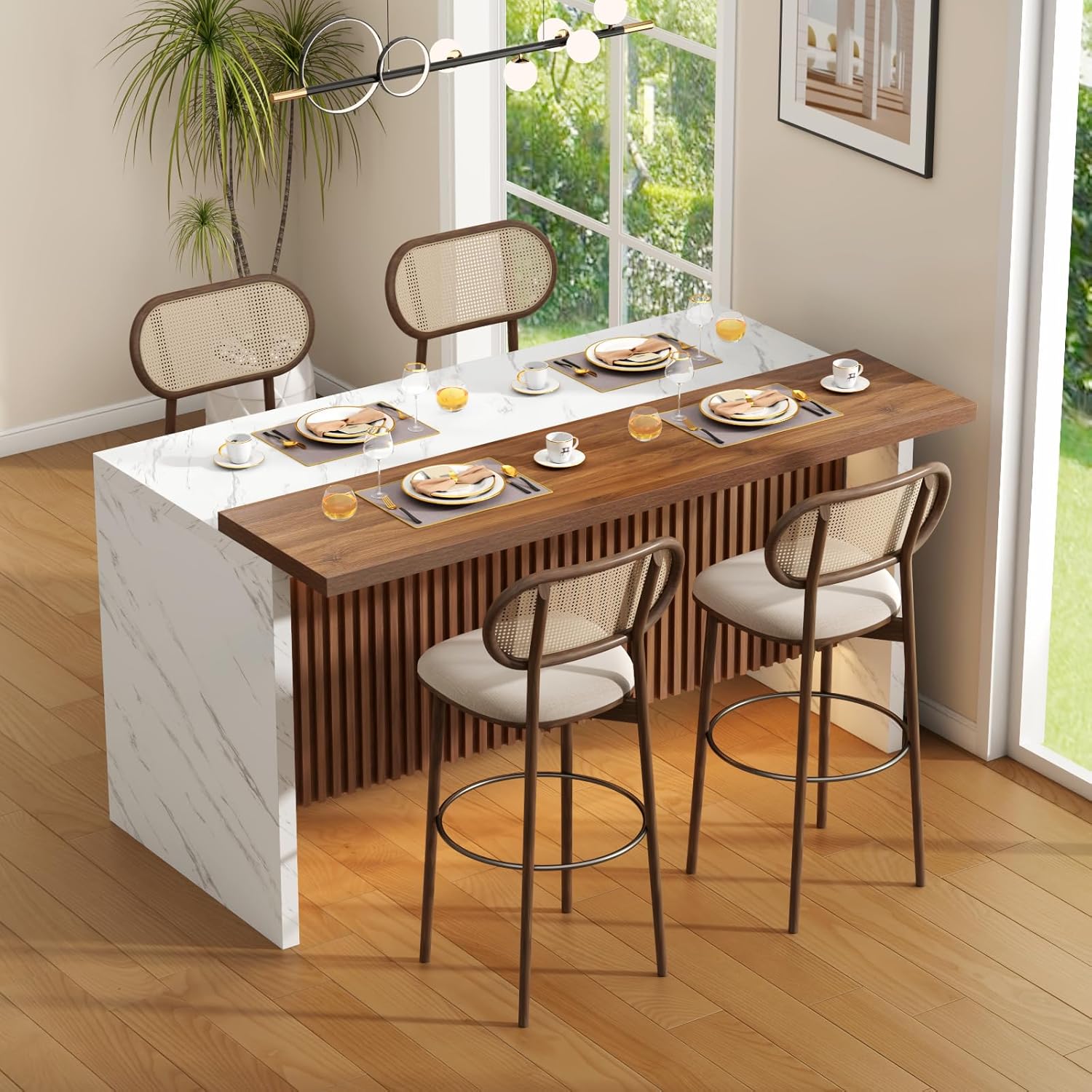 Amazon.com - Gyfimoie 63" Large Imitation Marble Bar Table,Island Table ...