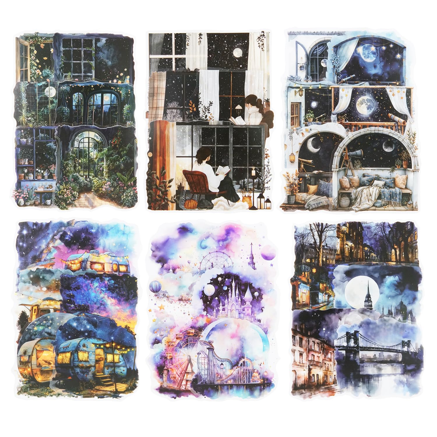 Amazon.com: MiyouLuna 60 Pcs Fantastic Night PET Sticker Set, Large ...