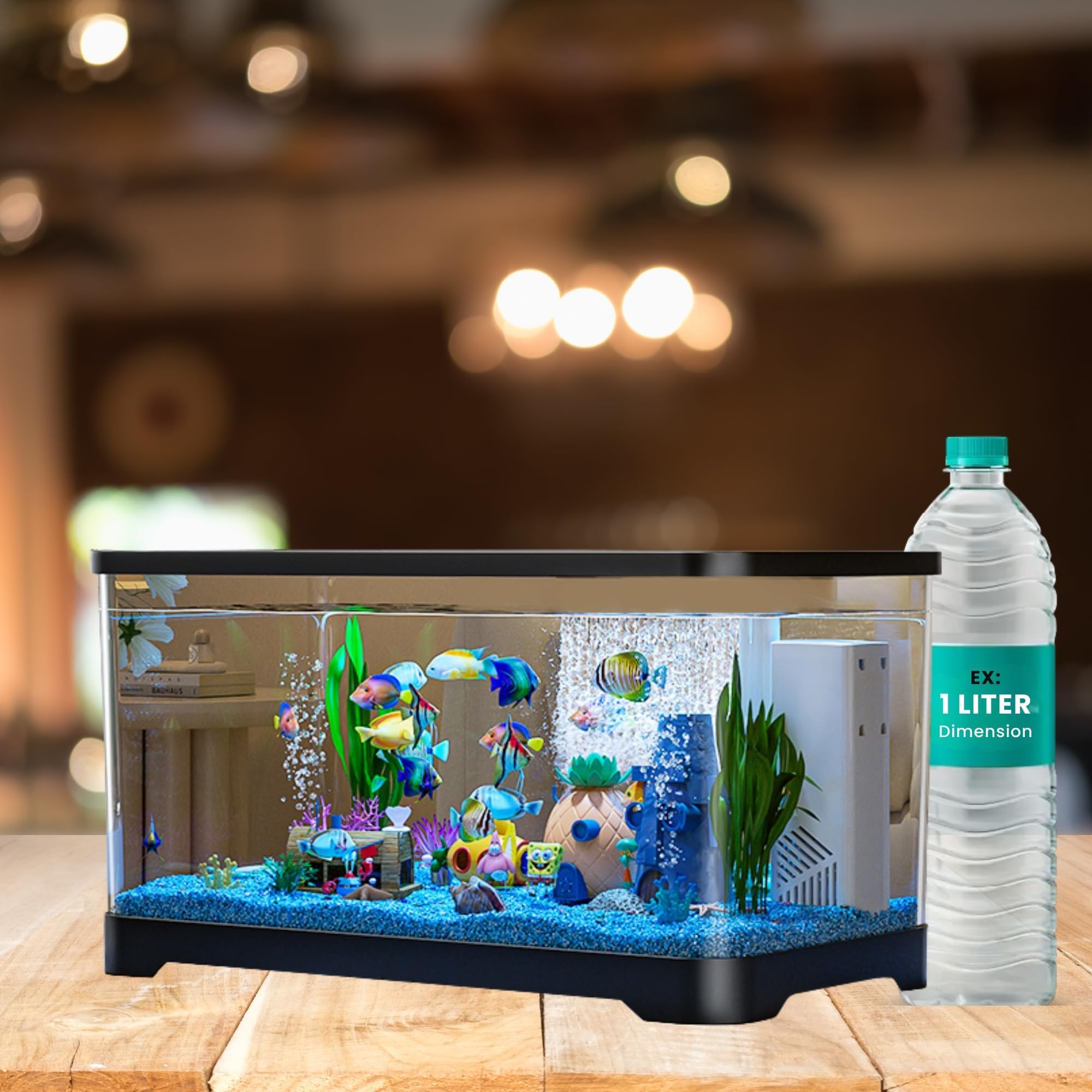 Buraq Unbreakable Curved Aquarium Fish Tank Set with Hang On Filter ...