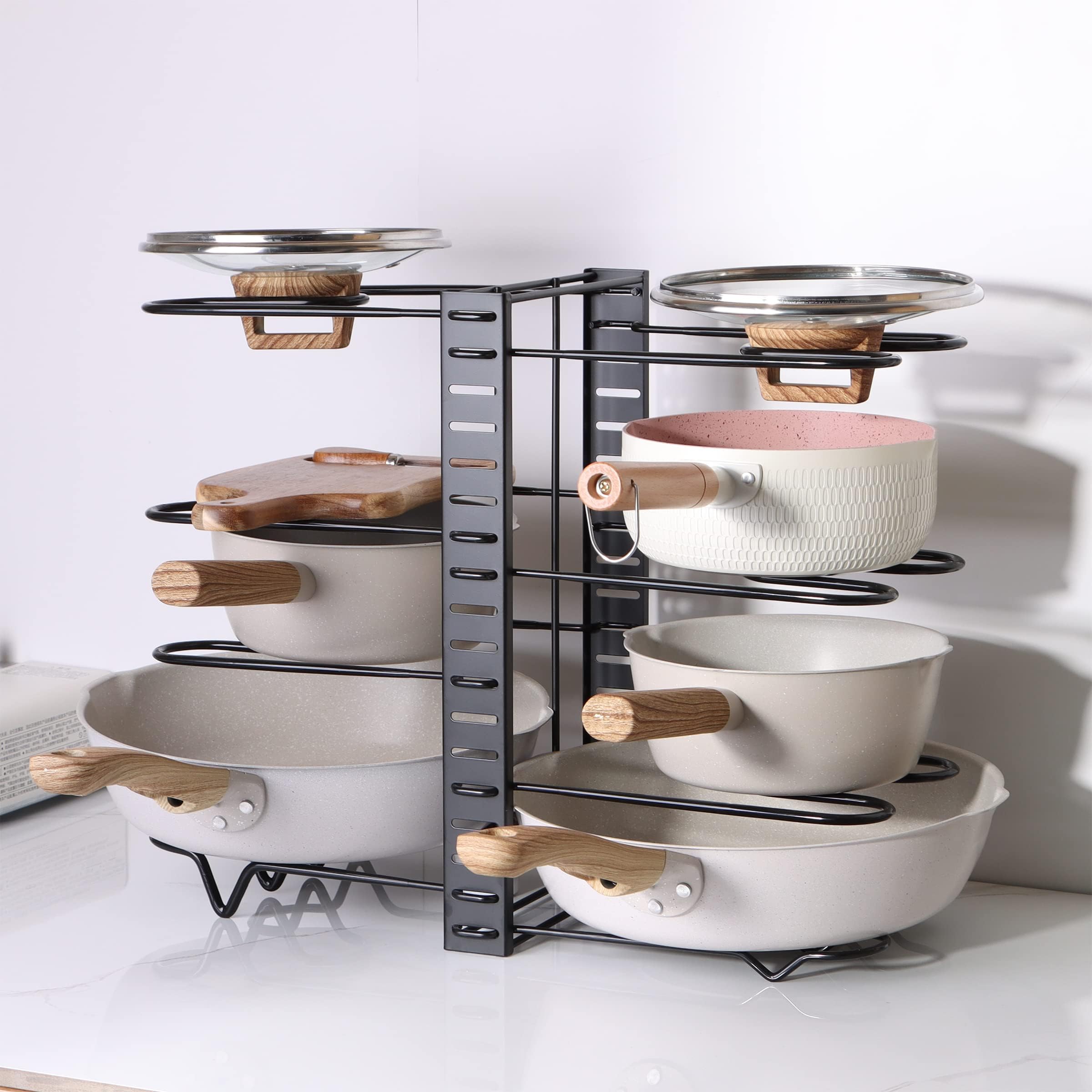 COVAODQ Pan Holder 8 Tier Freestanding Pan Organiser, Pot Organiser ...