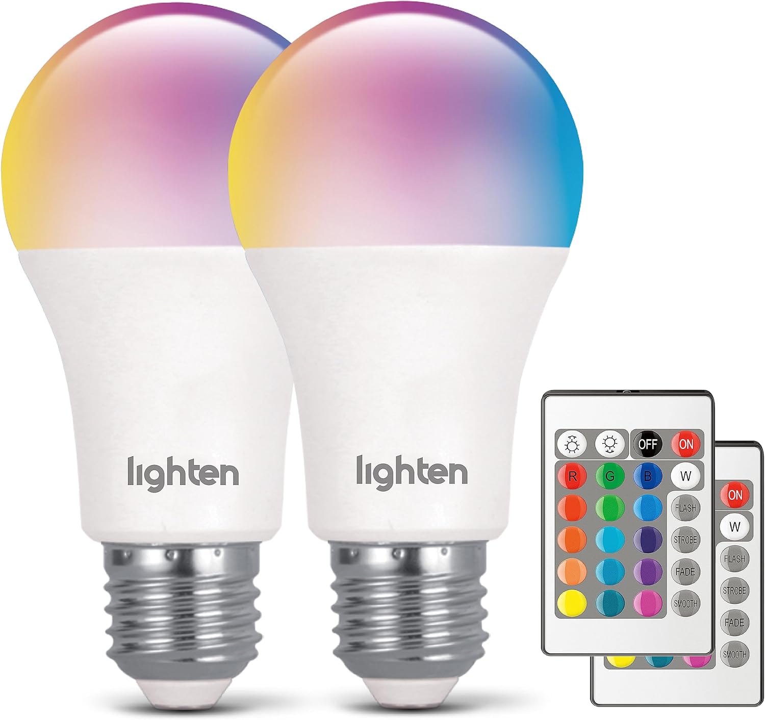 Lighten LED Light Bulbs, 9W Color Changing RGB & Cool White 6500K, A19 ...