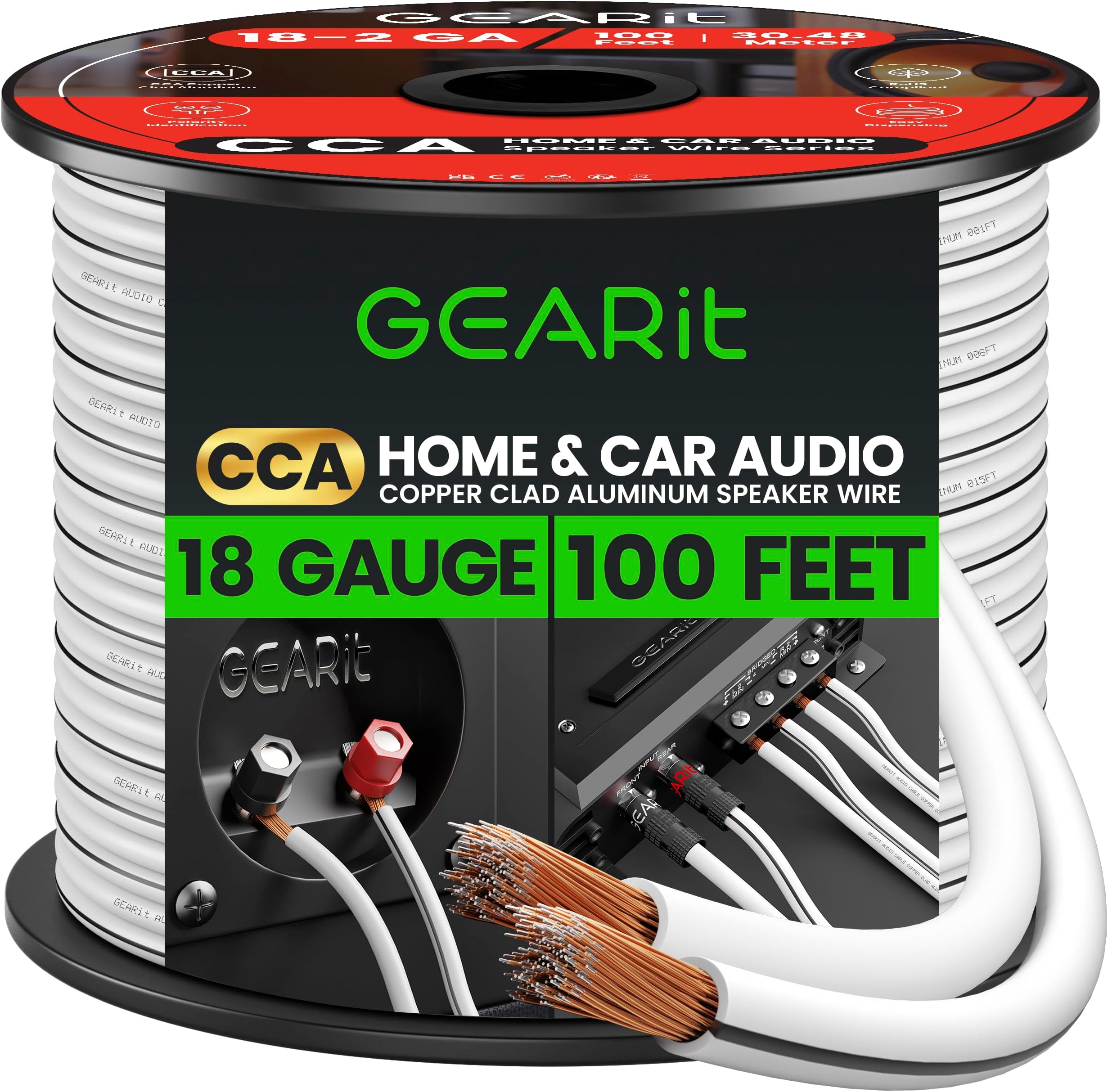 18AWG Speaker Wire, GearIT Pro Series 18 AWG Gauge Speaker Wire Cable ...