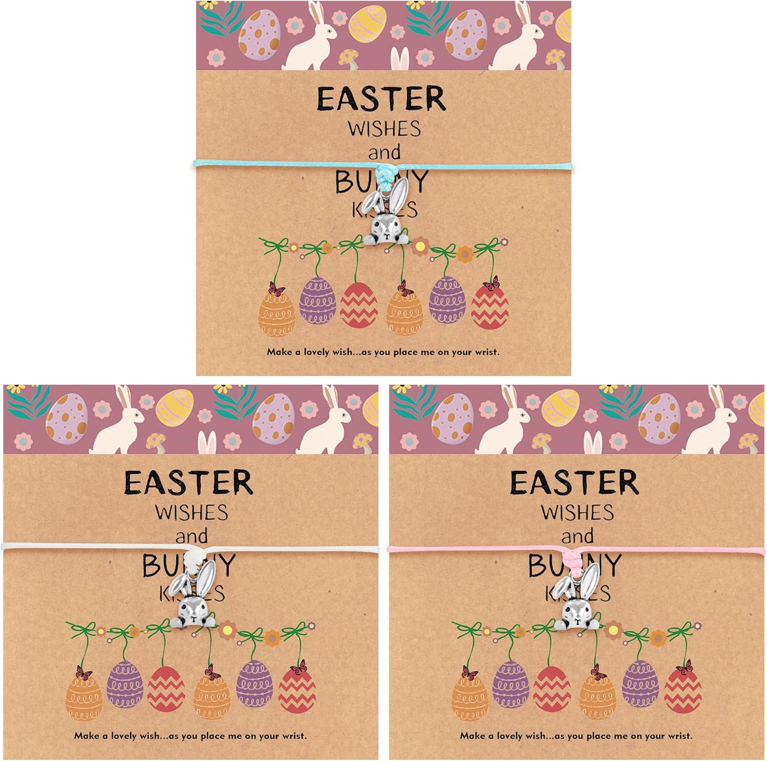 Merclix 3 Pack Easter Bracelet for Kids Bunnies Gifts for Girls Bunny ...