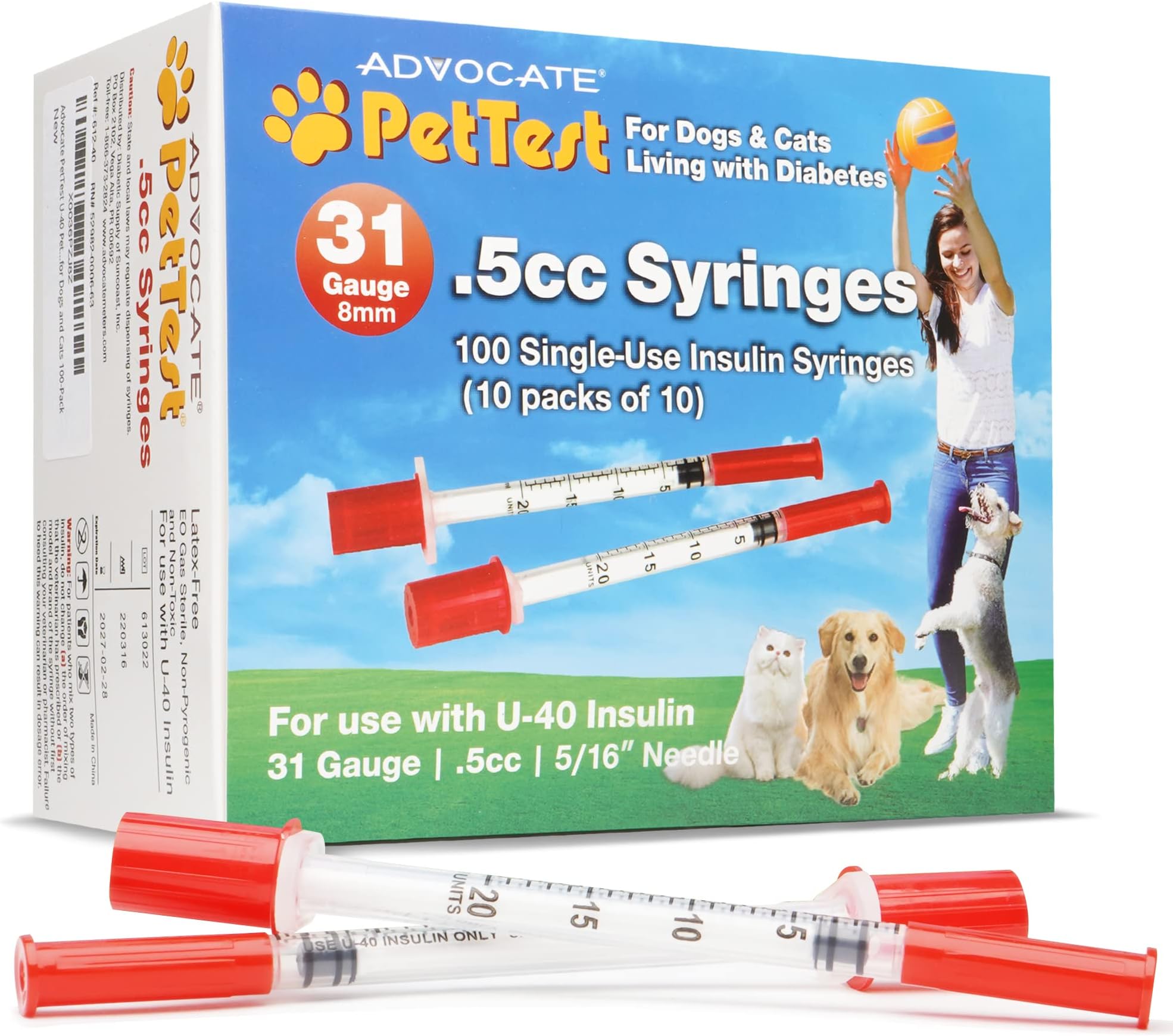 Amazon.com: UltiCare VetRx U-40 Pet Insulin Syringes, Comfortable and ...