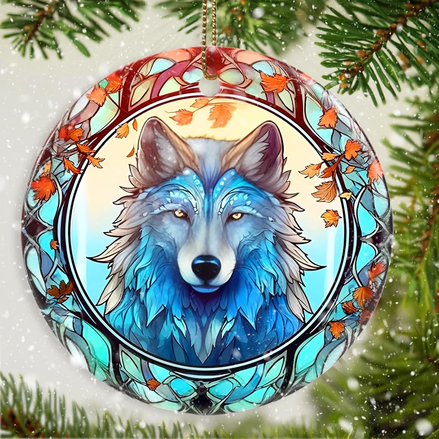Amazon.com: Dodosky Wolf Christmas Ornament - Ceramic Wolf Ornaments ...