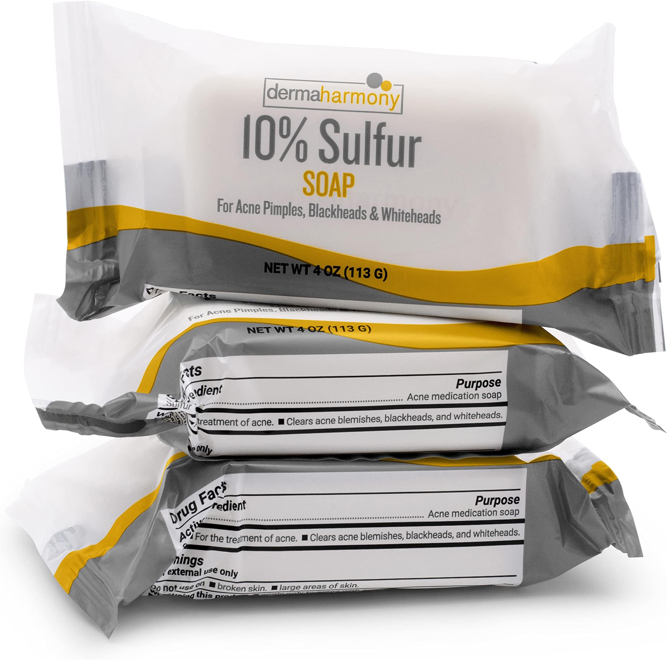 Amazon.com : Dermaharmony 10% Sulfur Acne Bar Soap (4 oz) - 3 Bars ...