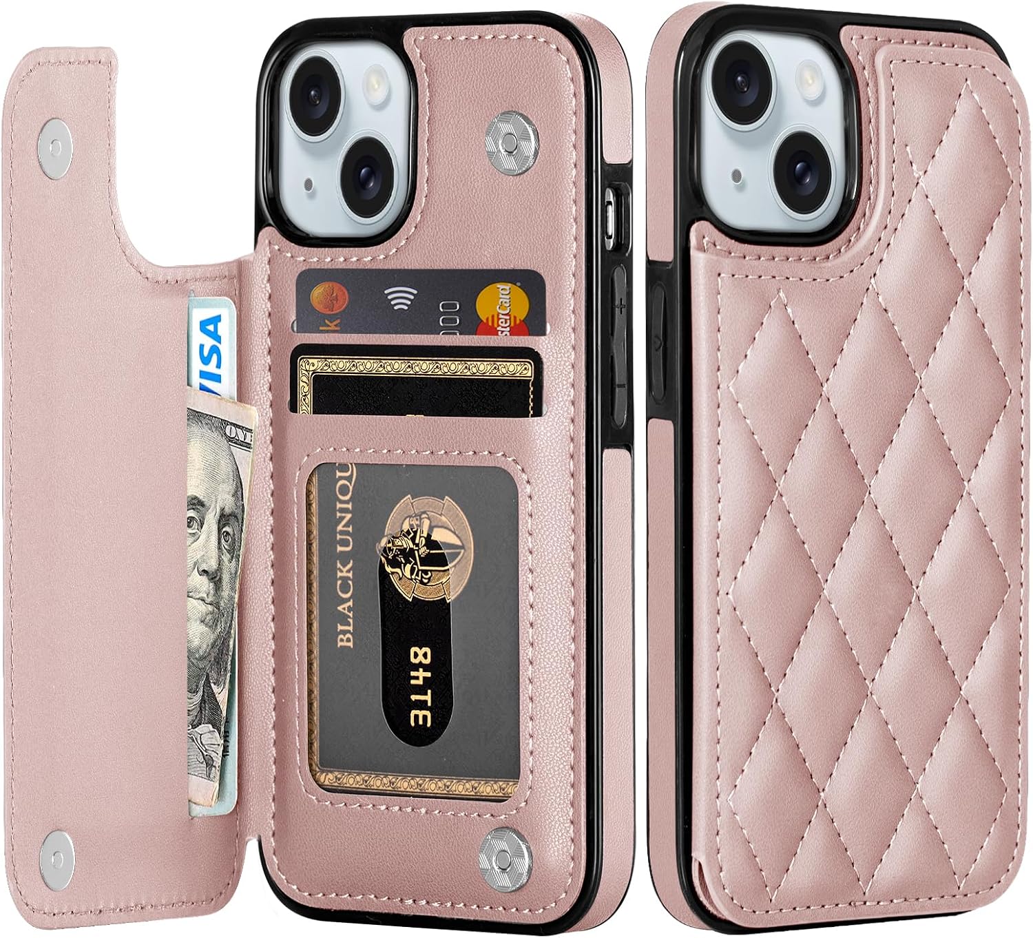 Aoksow Wallet Case for iPhone 15, Soft PU Leather Card Holder Case with ...