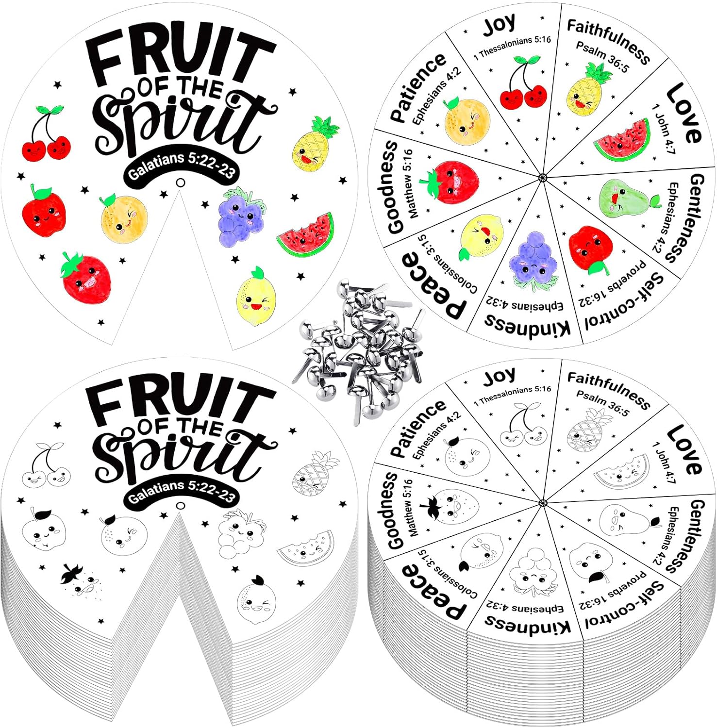 Amazon.com: Spiareal 30 Set Fruit of The Spirit Coloring Wheel ...
