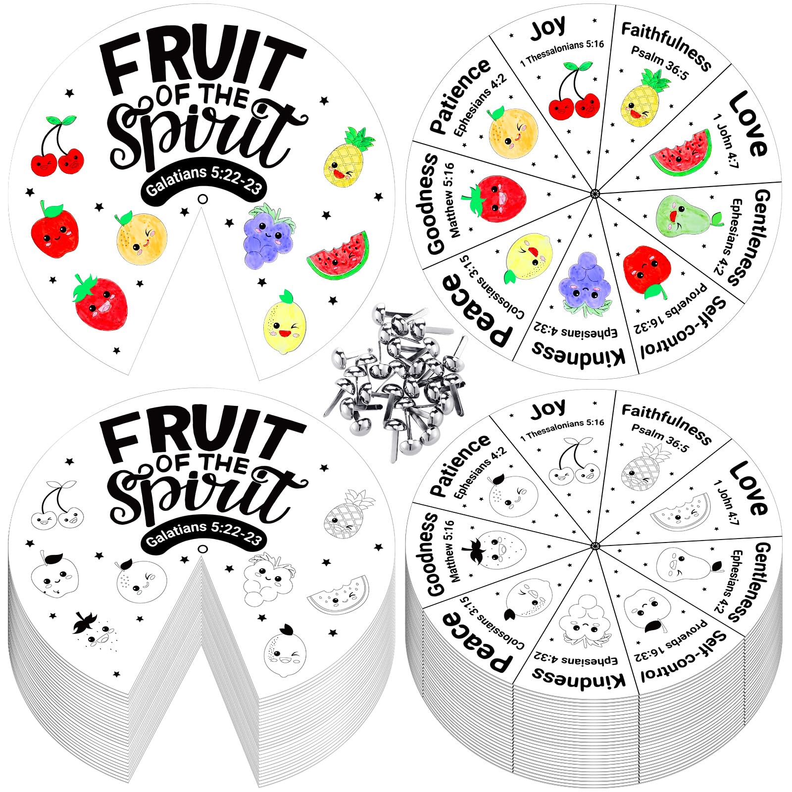 Amazon.com: Spiareal 30 Set Fruit of The Spirit Coloring Wheel ...