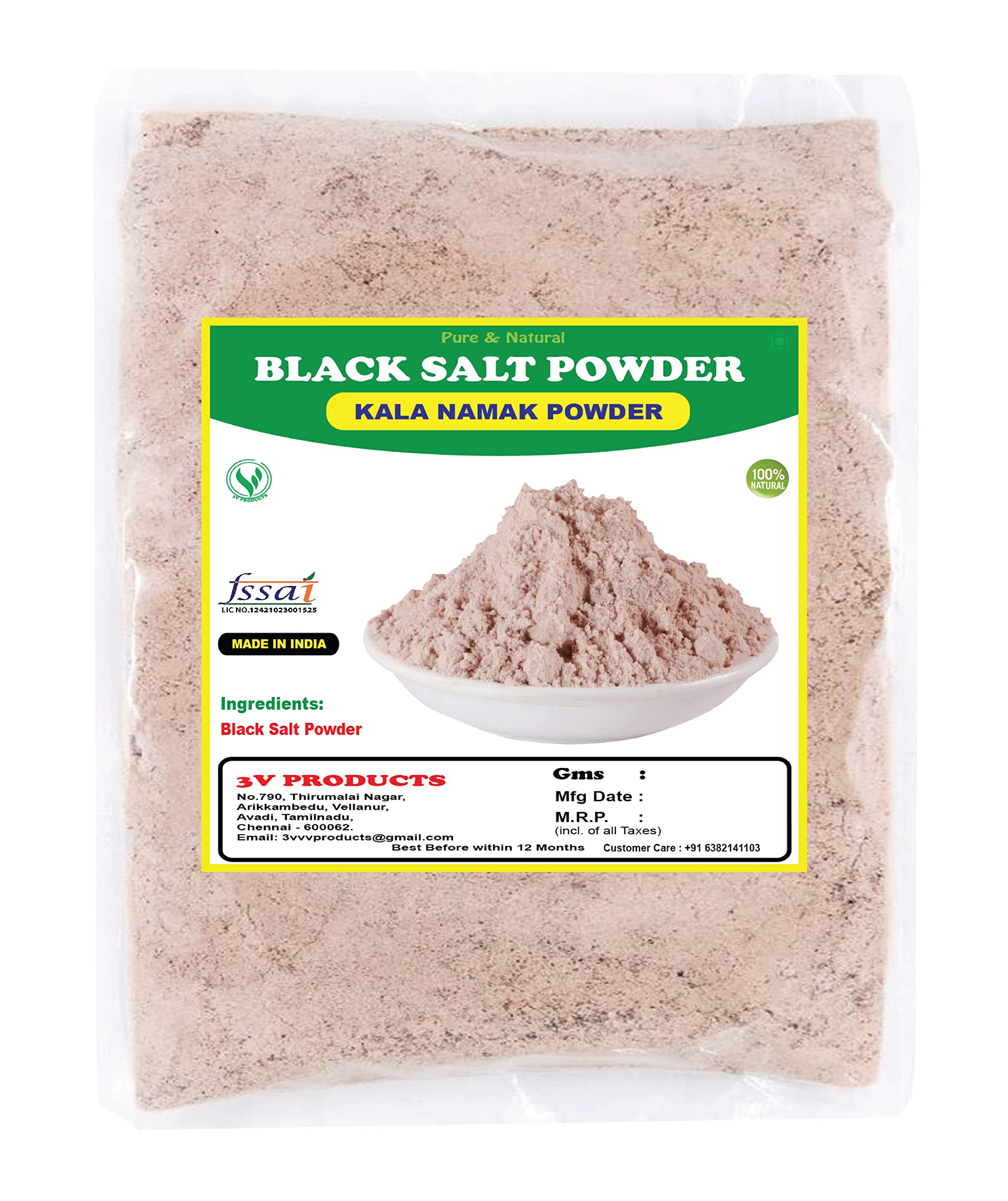 3V PRODUCTS Himalayan Black Salt Powder | Black Salt Powder | Kala ...