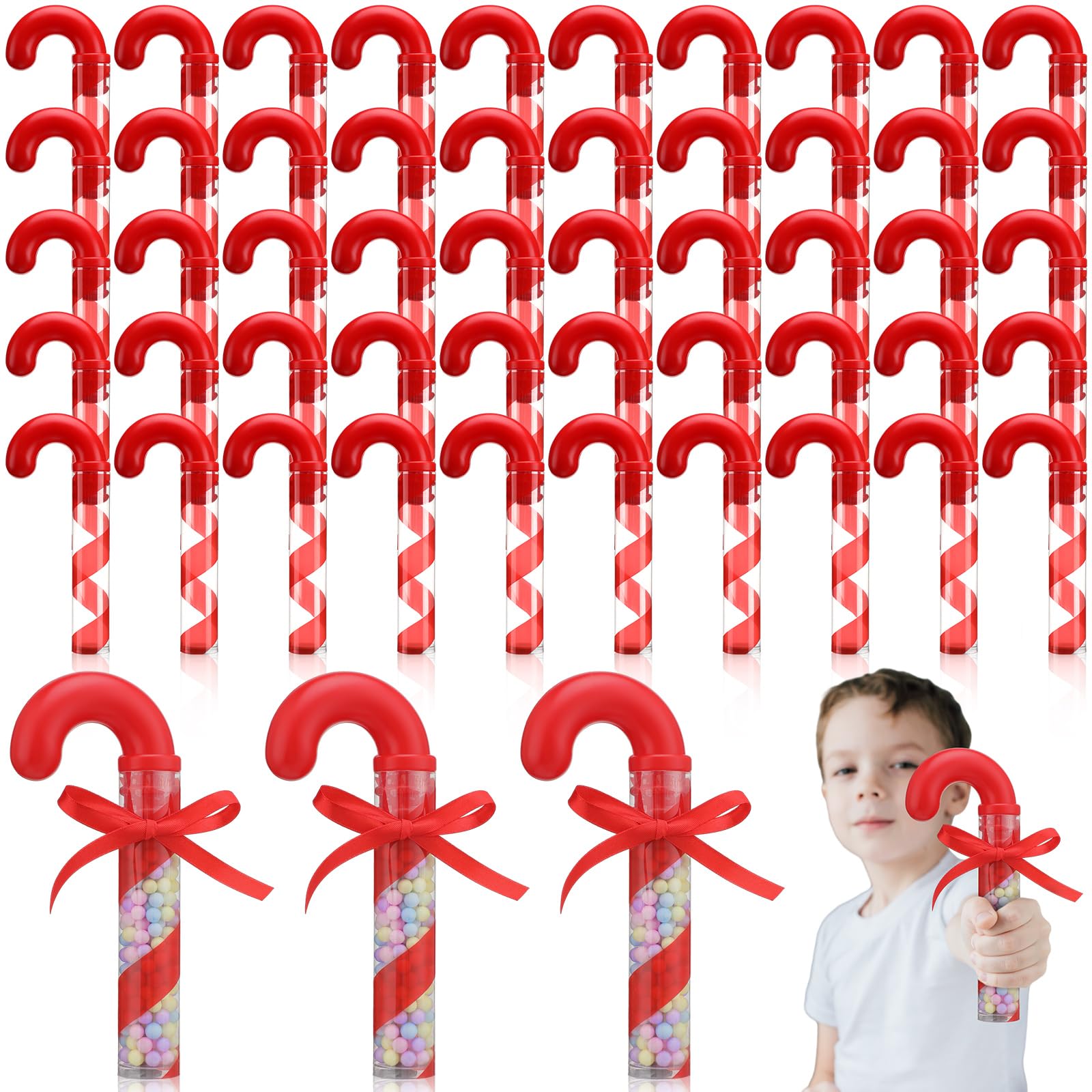 Amazon.com | Soaoo 50 Pcs Candy Tube Candy Cane Shaped Containers Empty ...