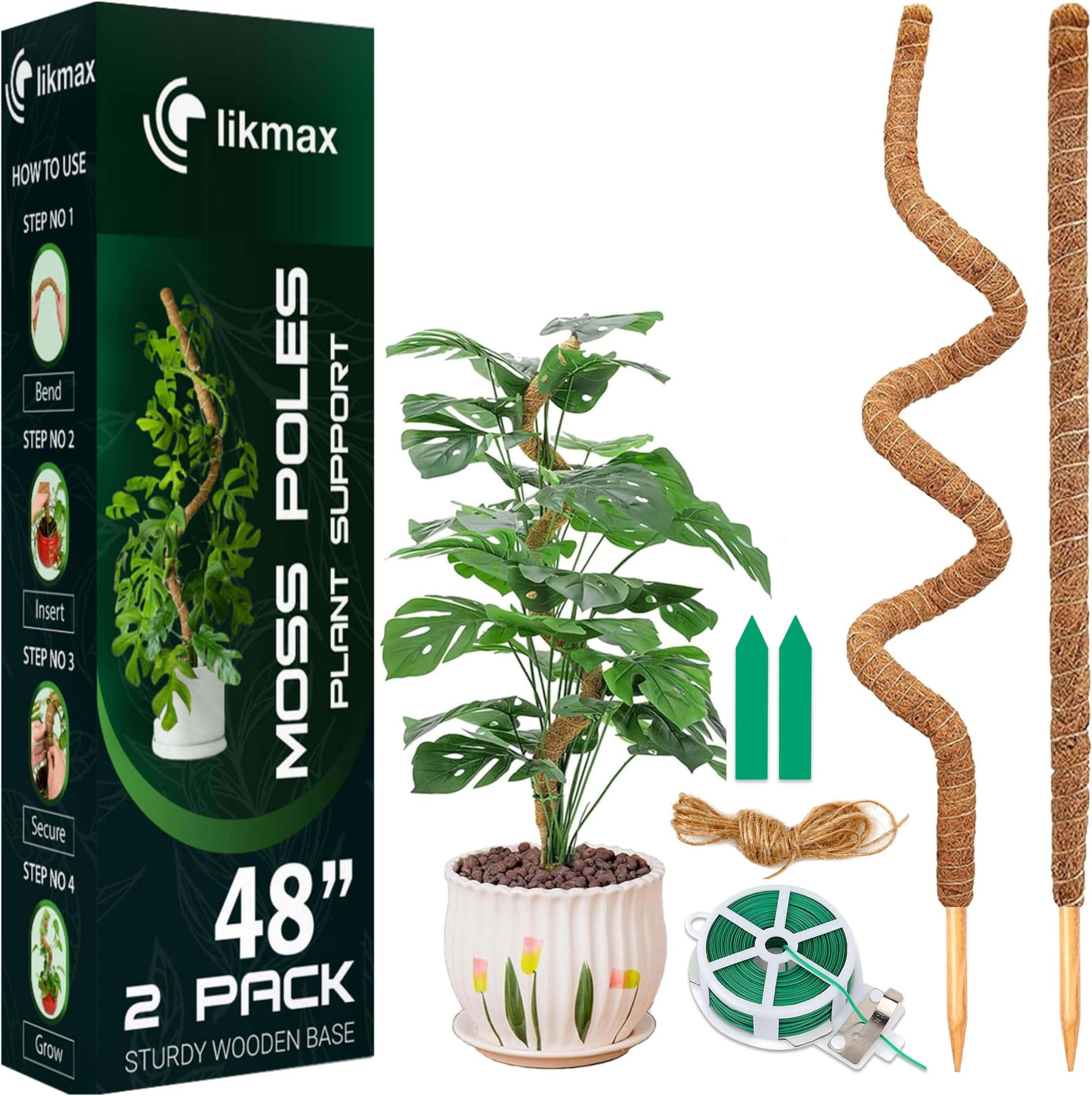 Amazon.com : MGMH Coco Coir Moss Pole for Plants, 2 Sticks 25 Inch ...