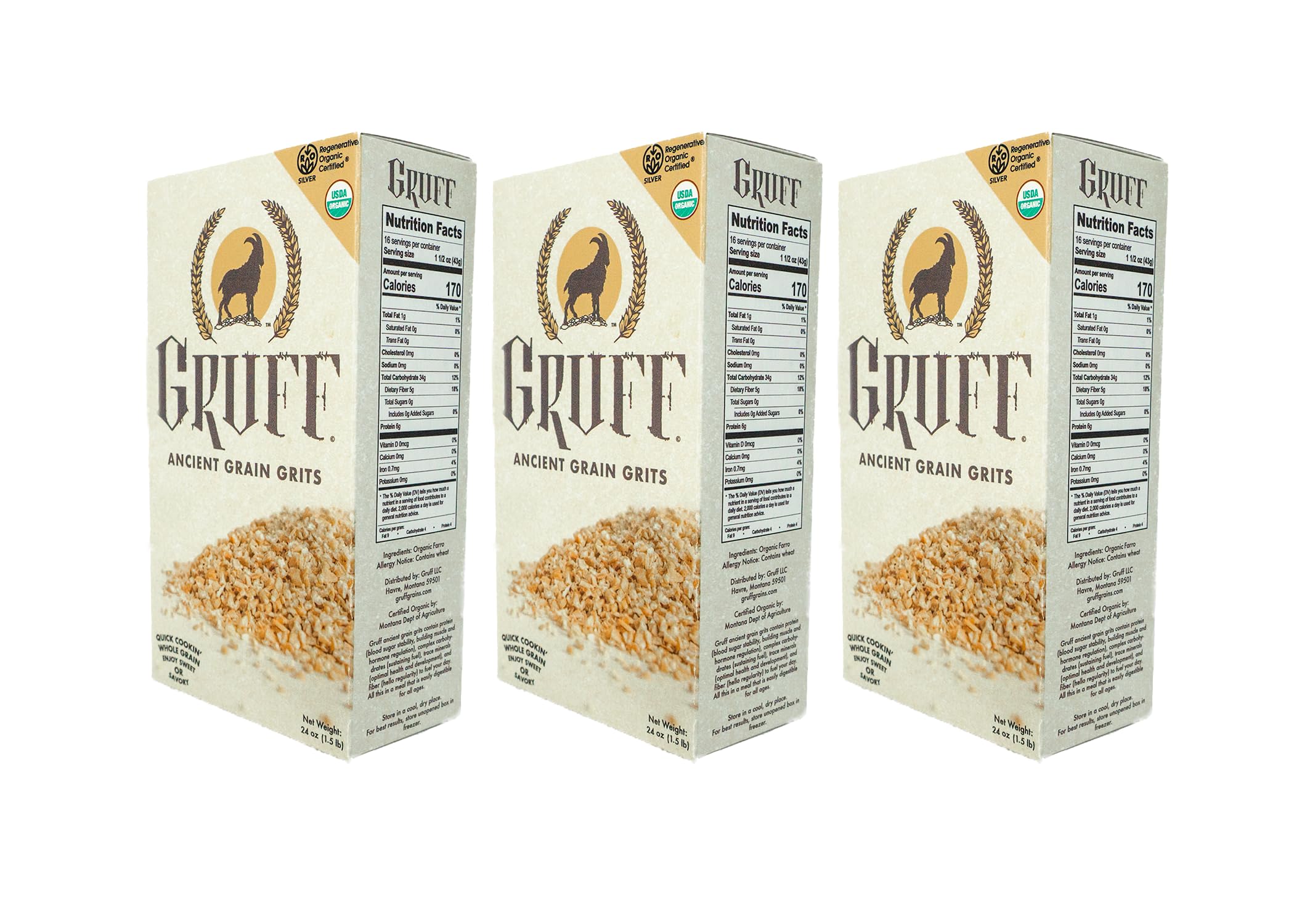 Amazon.com : 3 pack Ancient Grain Grits 24 oz box, Cracked Farro Grits ...