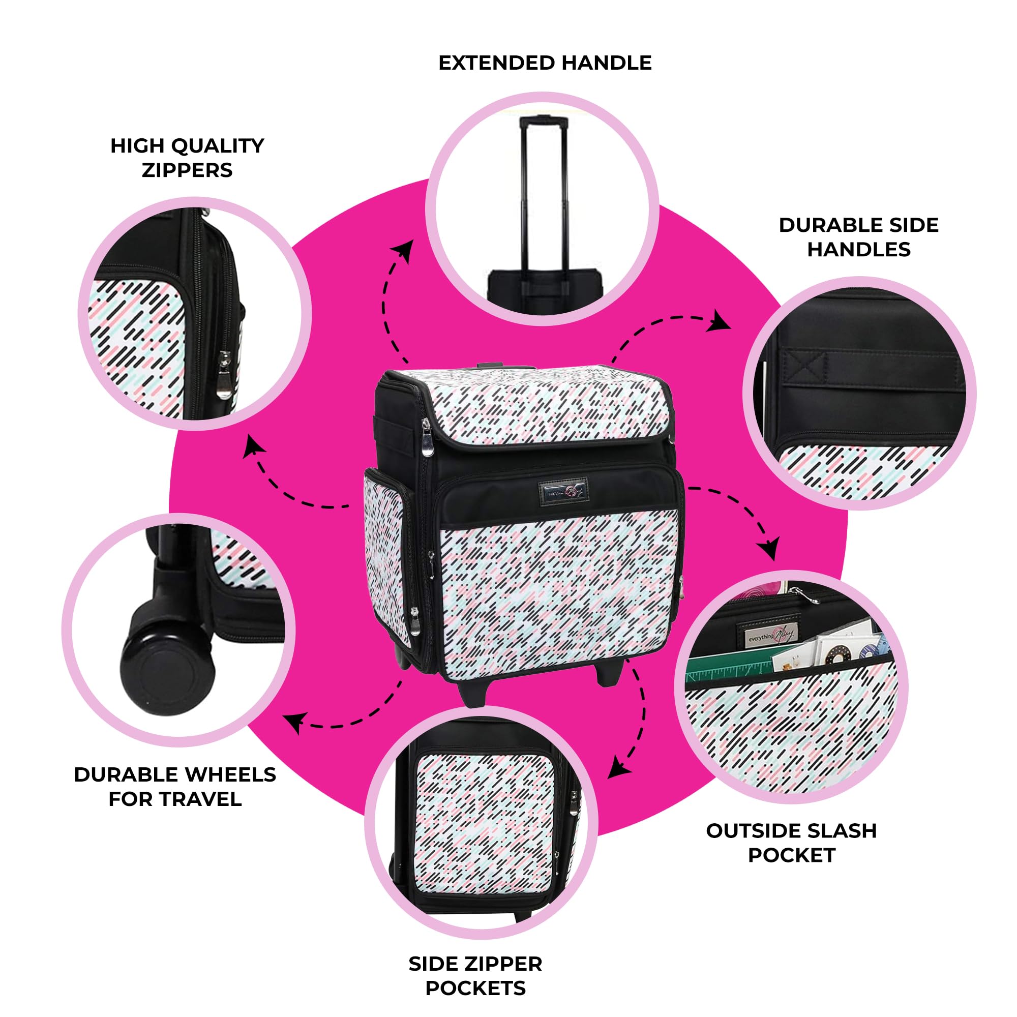 Snapklik.com : Collapsible Rolling Craft Bag, Pill - Wheeled Scrapbook ...