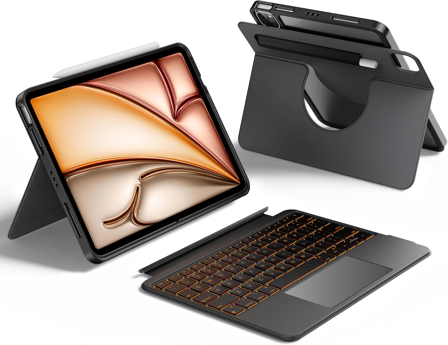 Amazon.com: HOU Rotatable Keyboard Case for iPad Air 11 (M3/M2 2025 ...