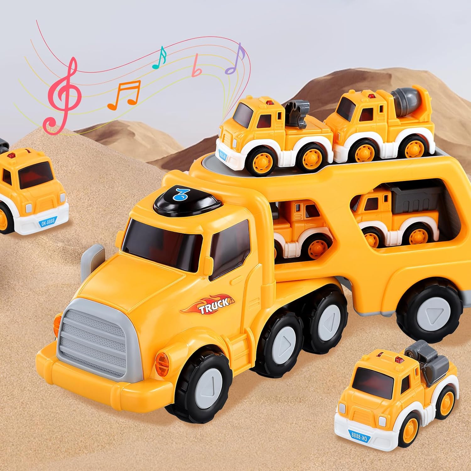 Toddler Toy Cars for 2 3 Year Olds, 7 in 1 Carrier Truck Transport ...