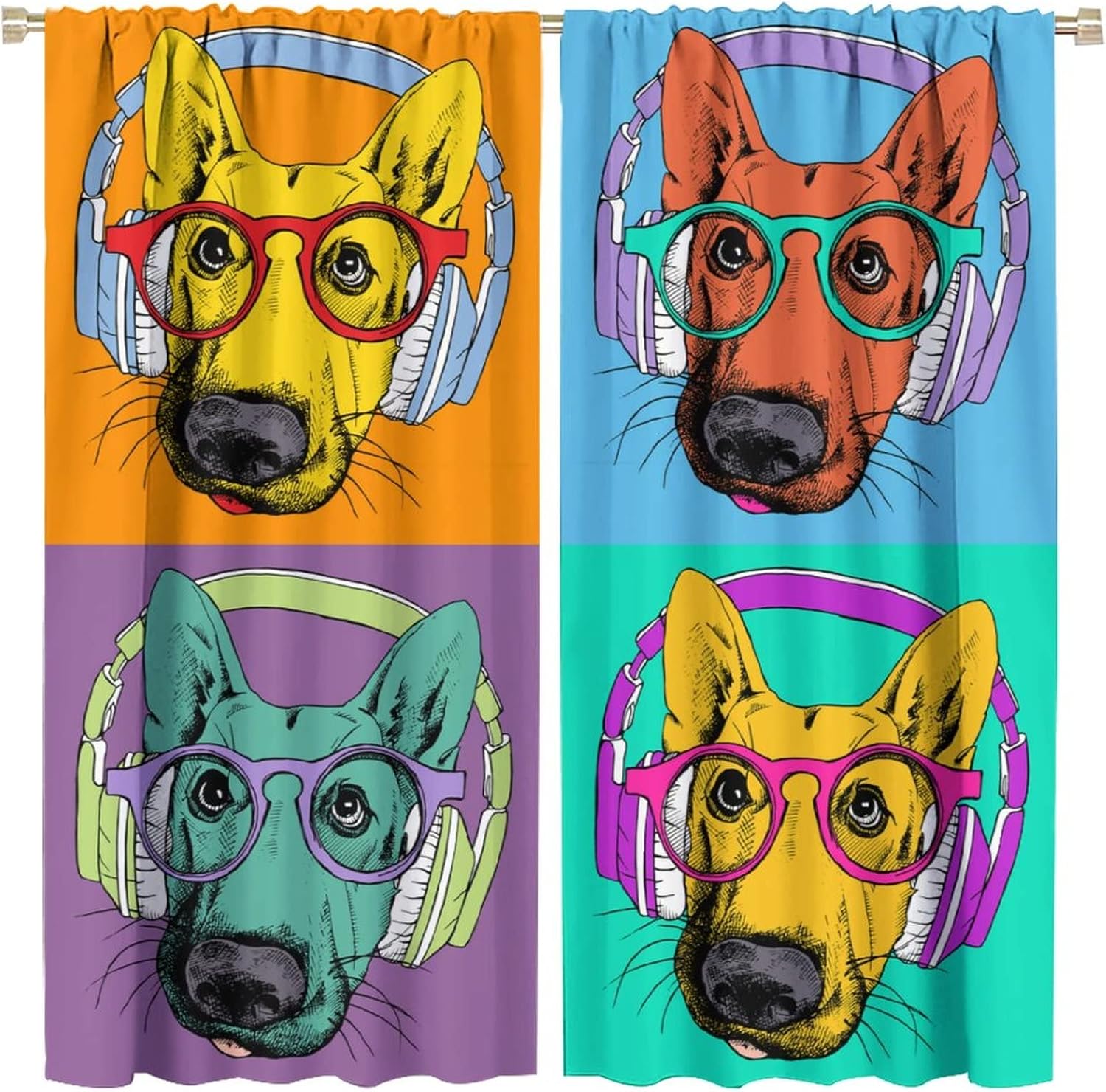 Amazon.com: Funny Puppy Dog Window Drapes Cartoon Color Dog with ...