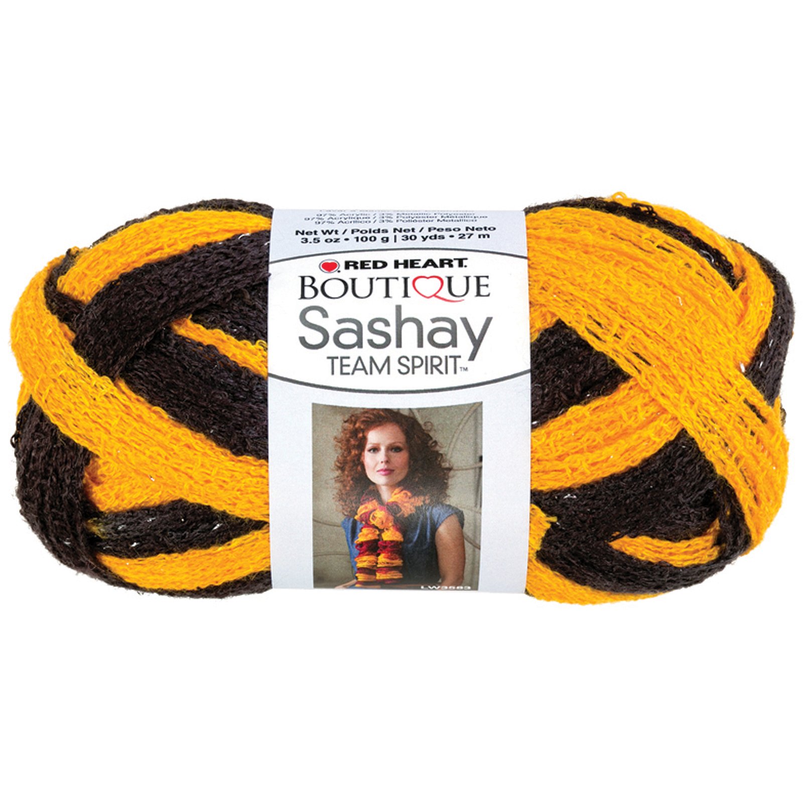Amazon.com: RED HEART Boutique Sashay Team Spirit Yarn, Gold/Black