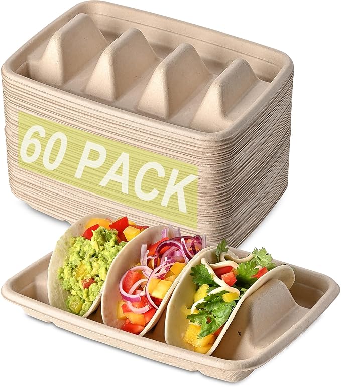 Amazon.com: Aofure (60PCS Disposable Taco Holder Plates - Paper Taco ...