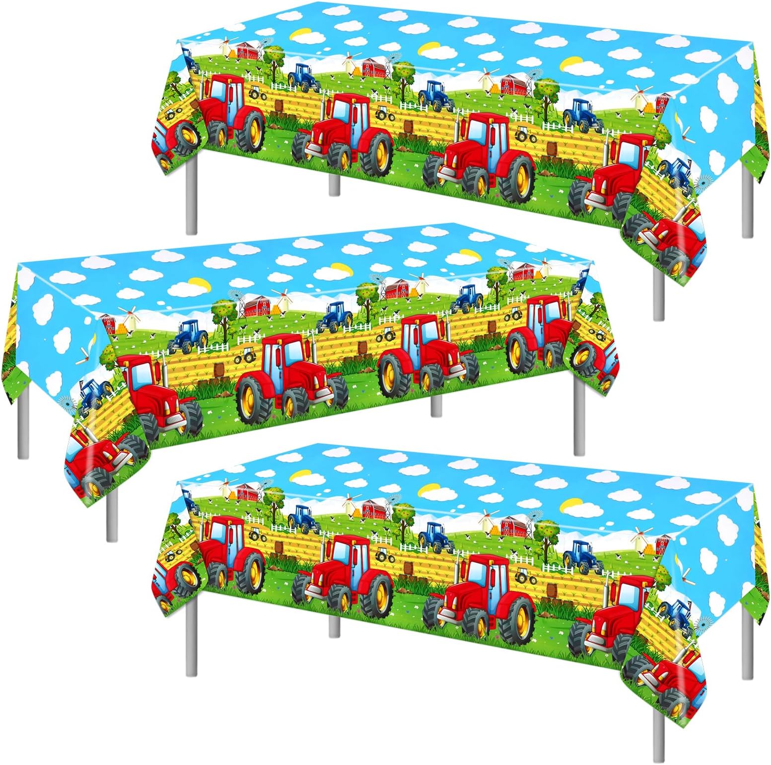 Amazon.com: PHOGARY 3 Pack Tractor Tablecloth, Red Tractor Table Cloths ...