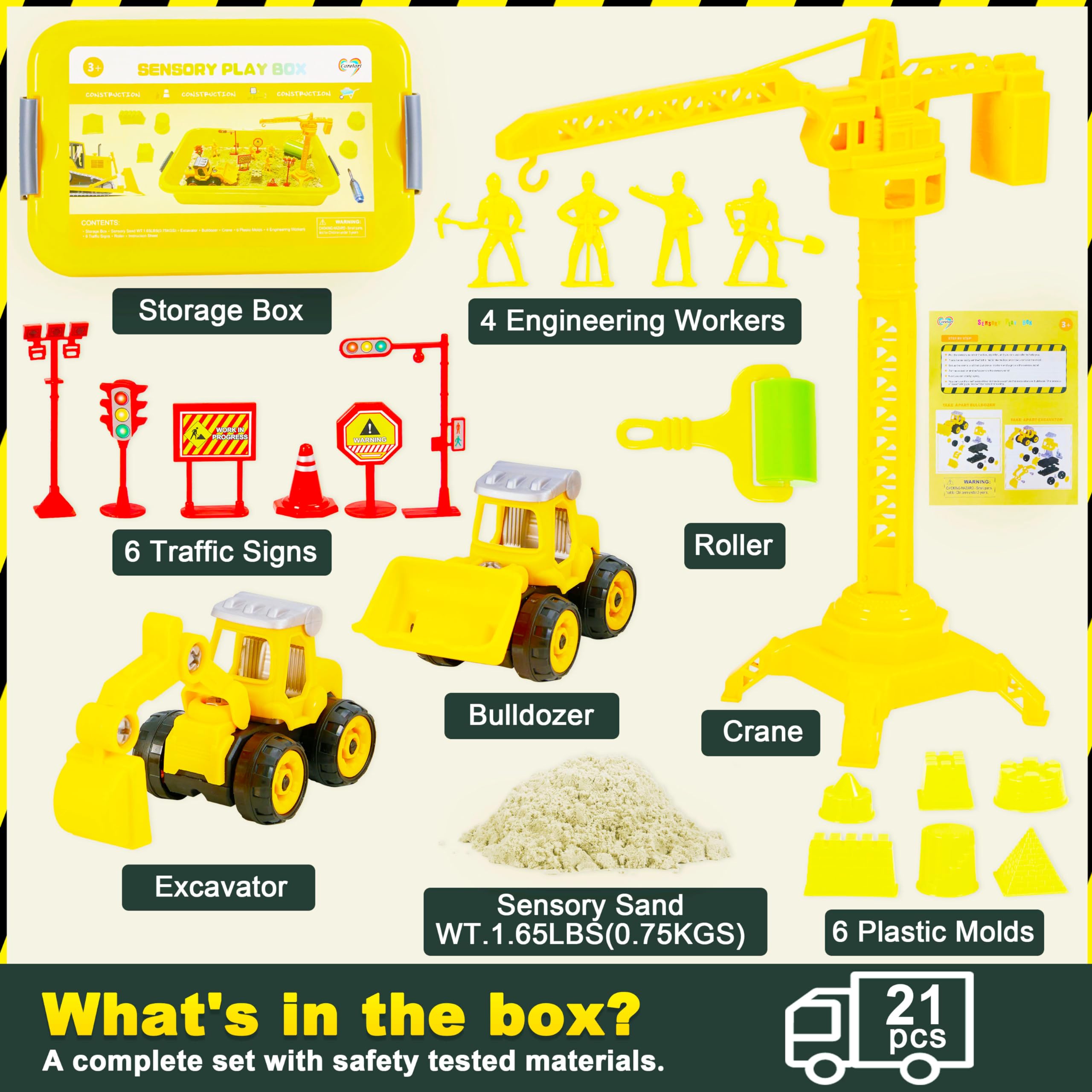 Snapklik.com : Carolart Construction Sensory Bin, Tractor Sand Playset ...