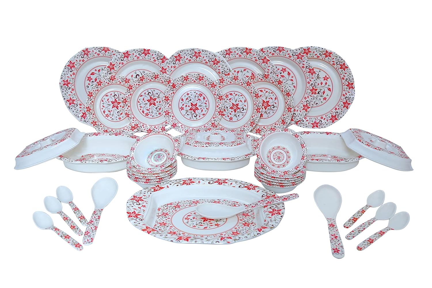 GREENISH Premium Melamine Designer Dinner Set Multicolor (Periwinkle ...