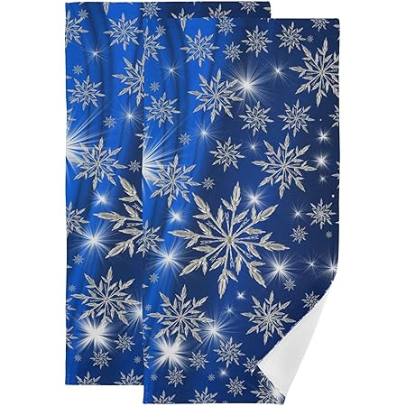 Amazon.com: Pfrewn Winter Blue Snowflakes Hand Towels Set of 2 Sparkle ...