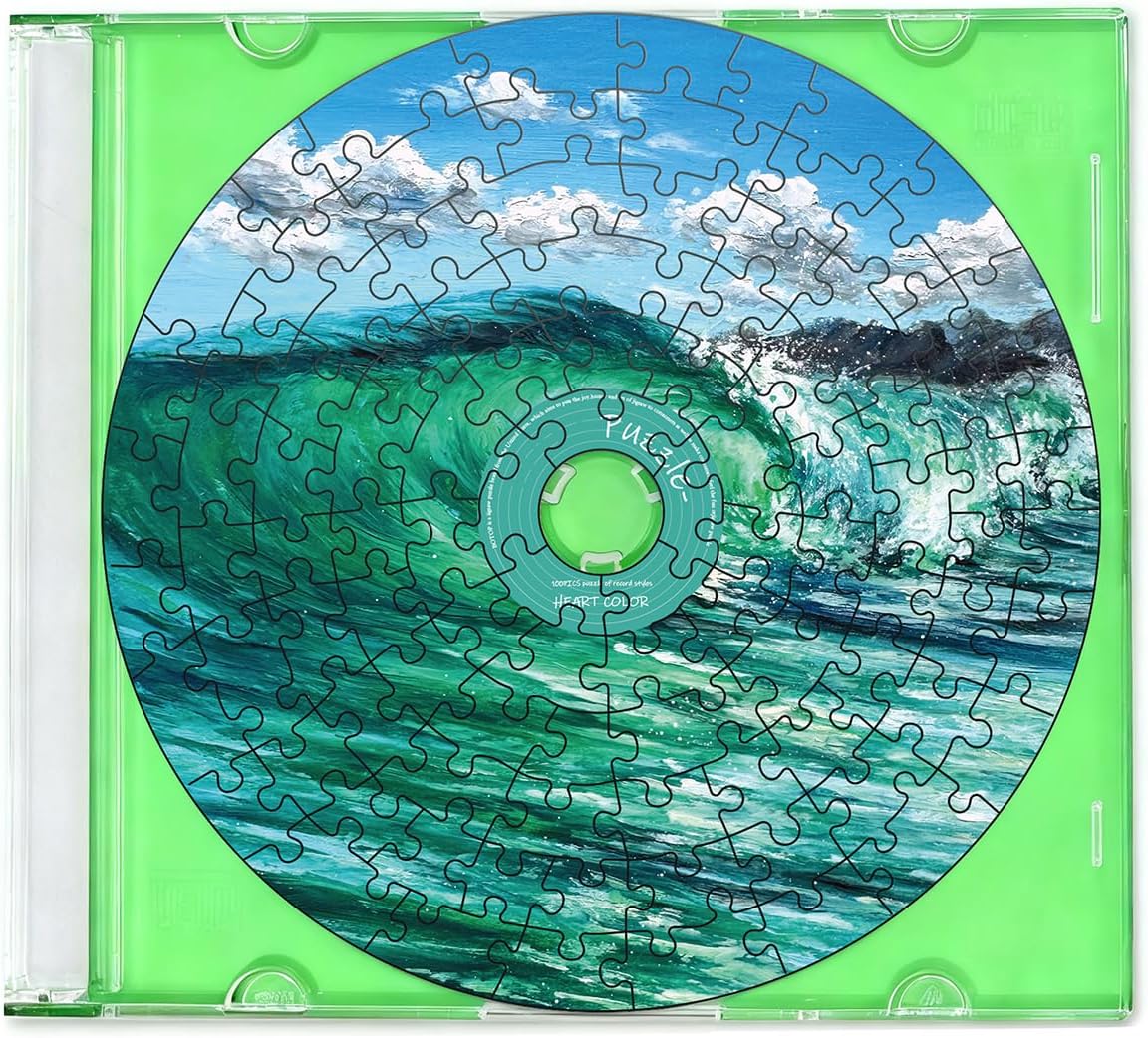 Amazon.com: JOQUXI Ocean Wave CD Disc Shaped Jigsaw Puzzles for Adults ...