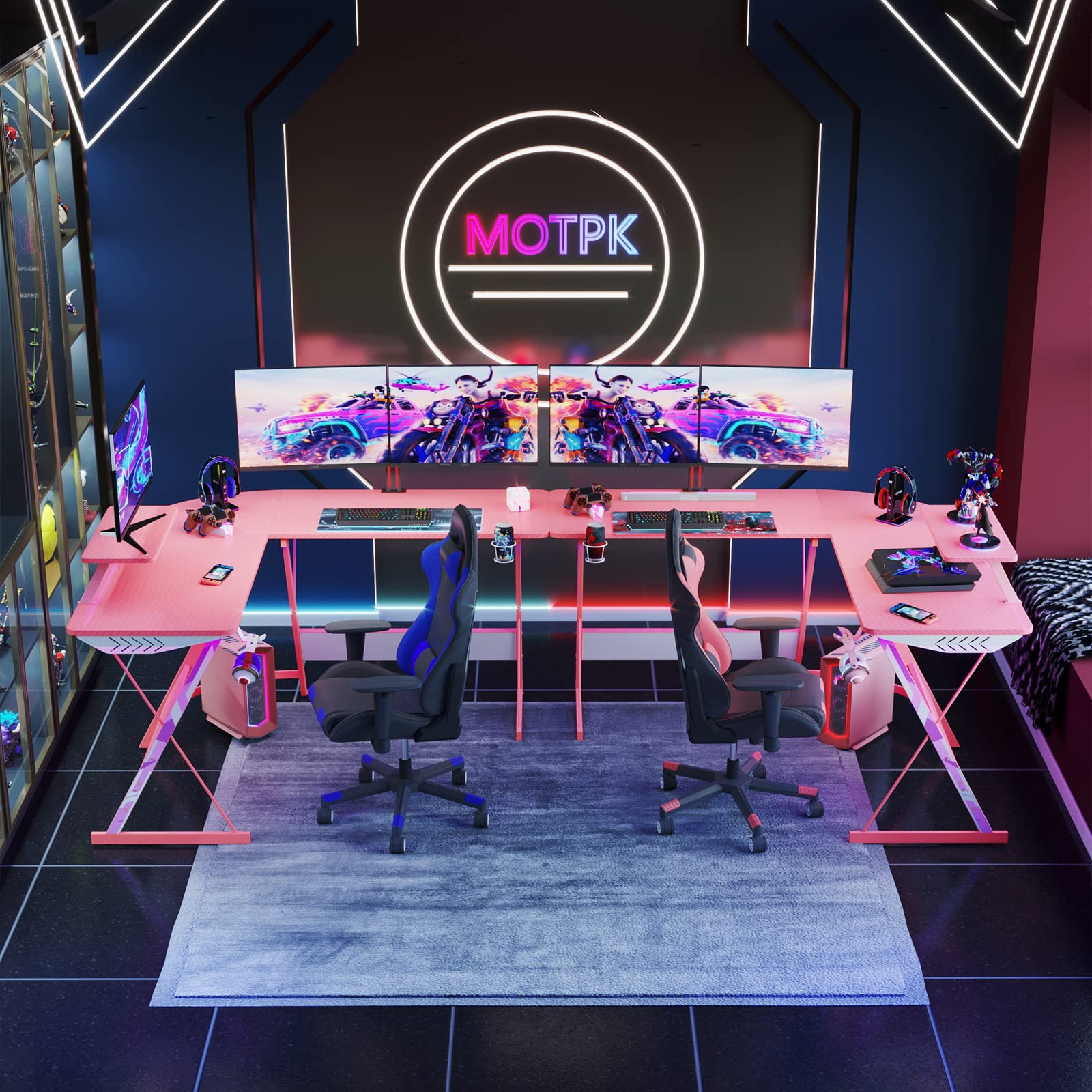 Buy MOTPK Pink Gaming Desk L Shaped Gamer Desk Gaming Table With buy-motpk-pink-gaming-desk-l-shaped-gamer-desk-gaming-table-with