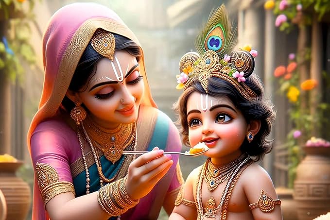 Paper Graphic Word Yashoda Maiya Krishna Animated Hd Poster For Living ...