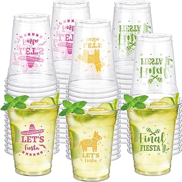 Amazon.com: SiliFine 150 Pcs Mexican Cups 12 oz Let's Fiesta Plastic ...