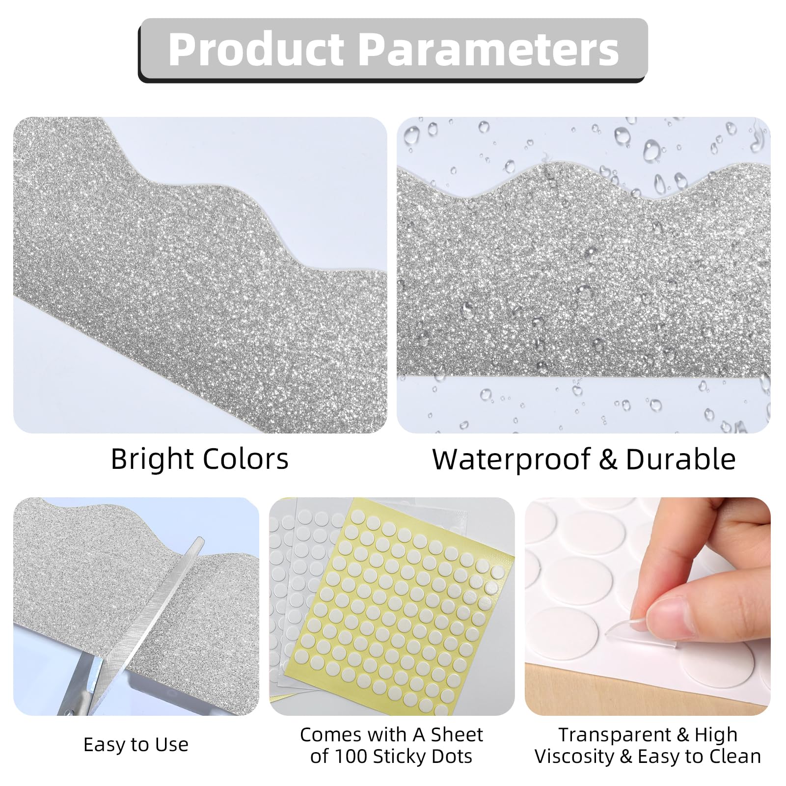 Snapklik.com : 6 Rolls 196.8 Ft Glitter Bulletin Board Borders Set ...