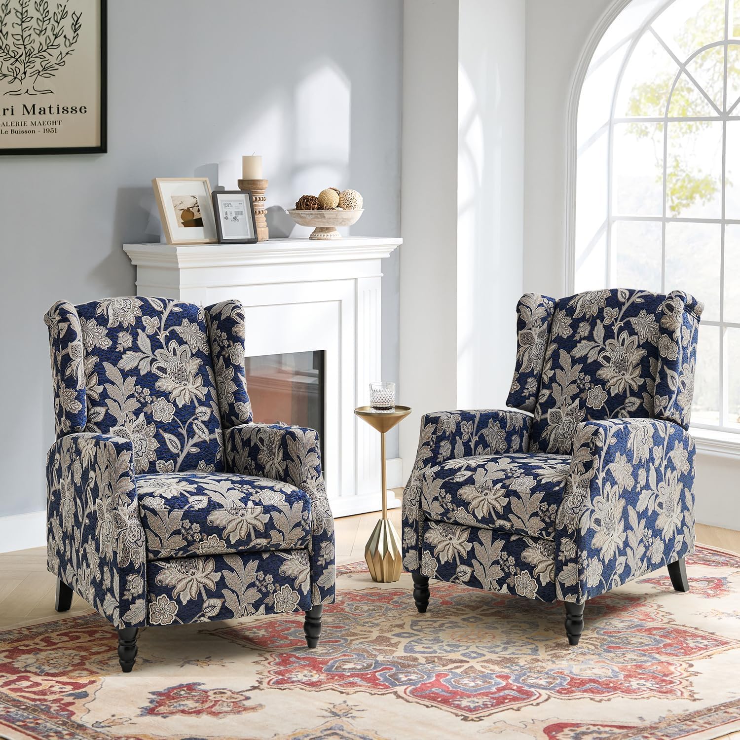 Amazon.com: HULALA HOME Wingback Recliner Chairs Set of 2, Traditional ...