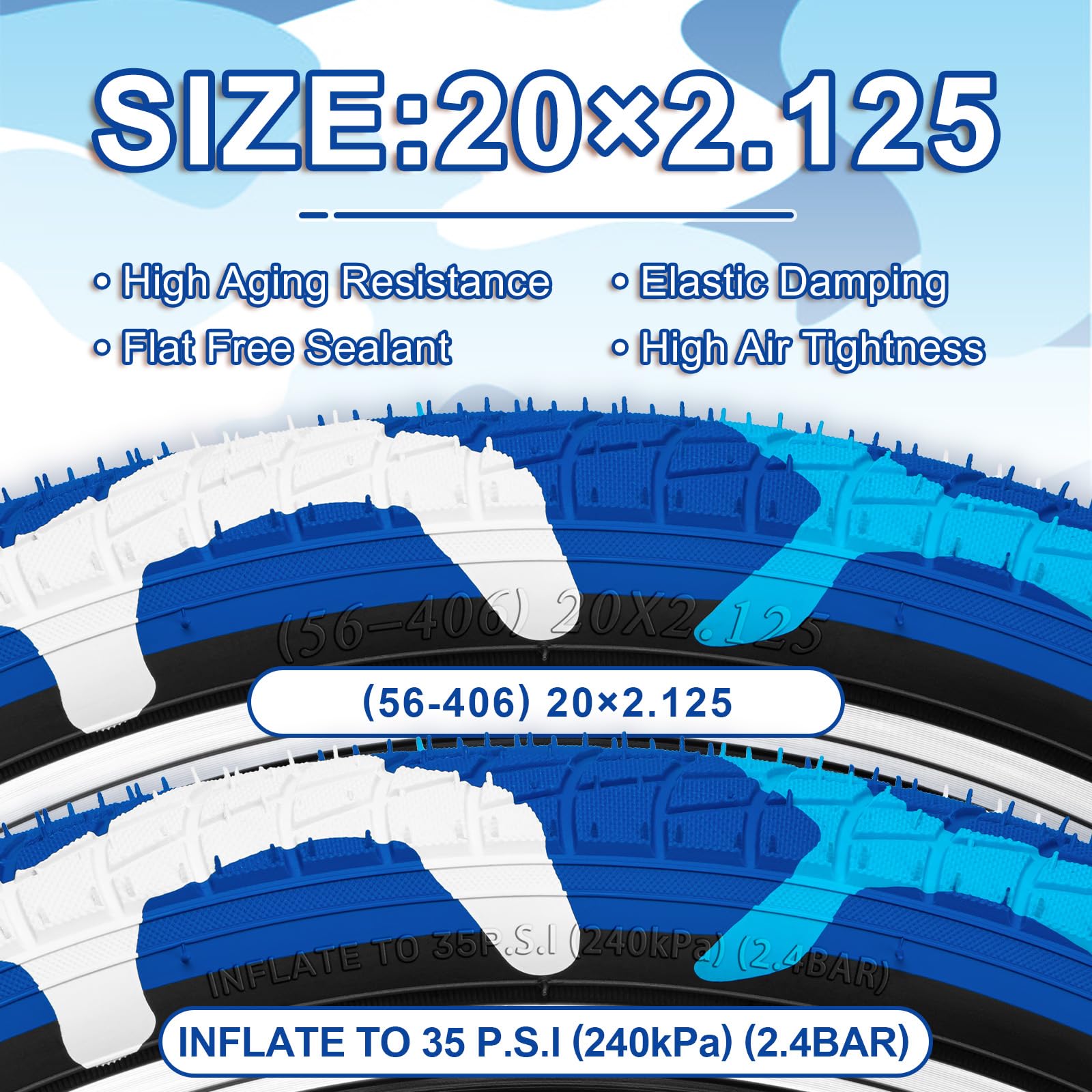 Snapklik.com : WHEELO 2-Pack 20 Inch BMX Bike Tires, 20x2125 Heavy-Duty ...