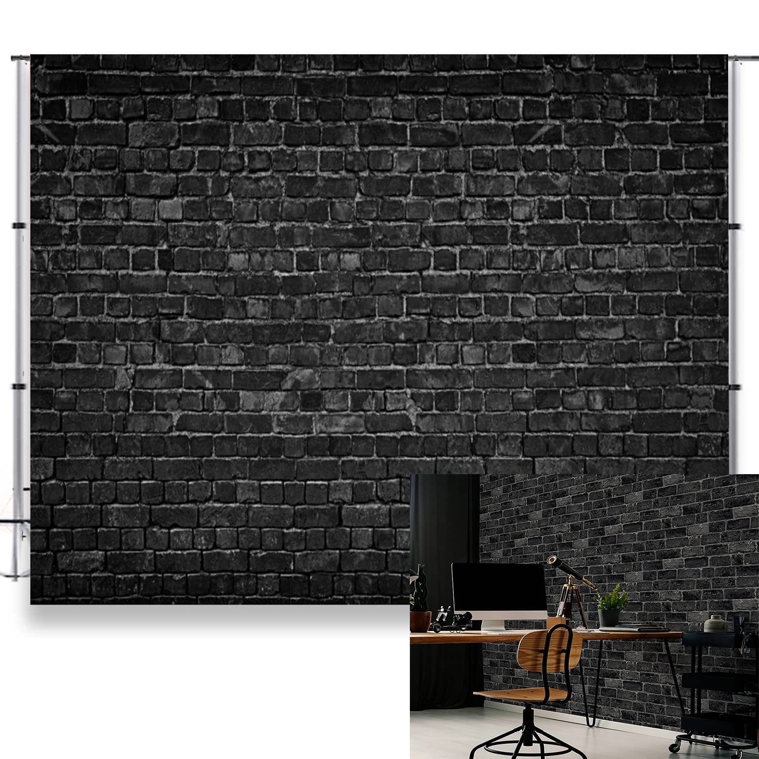 Amazon.com : Black Brick Wall Backdrop for Photography Brick Photo ...