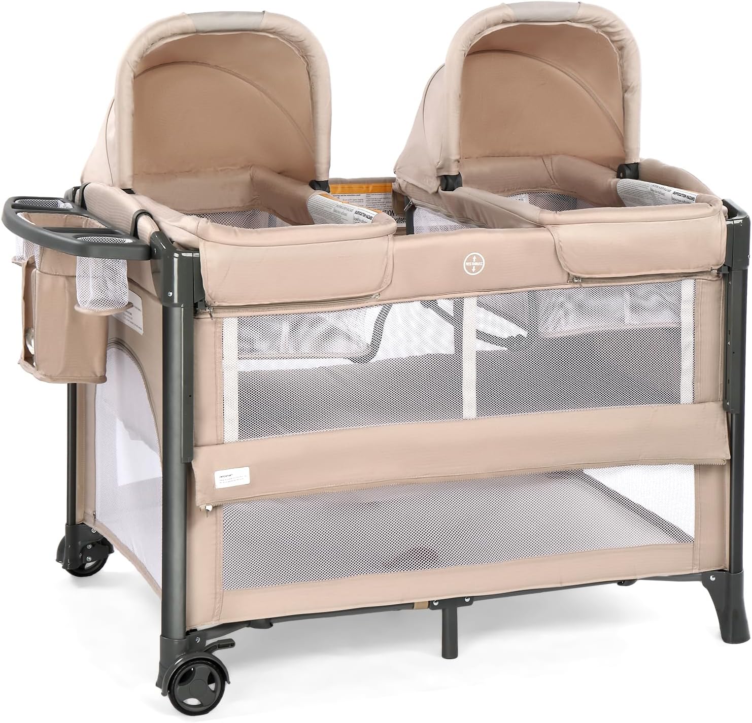 Amazon.com : JOYMOR Twin Bassinet for Baby with Storage Shelf, Rock-A ...