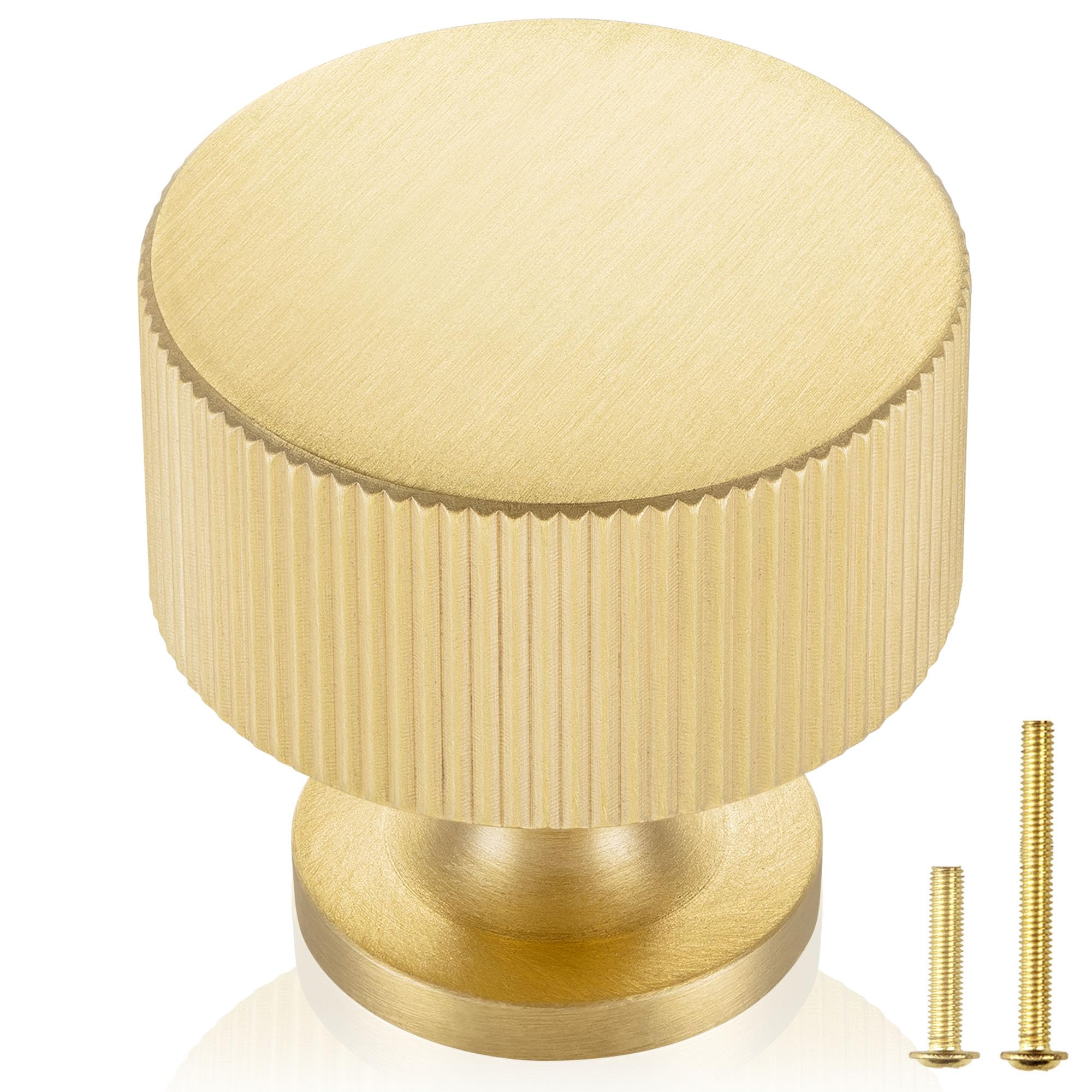 QOGRISUN 10-Pack Solid Brass Cabinet Knobs, Round Gold Knobs for ...