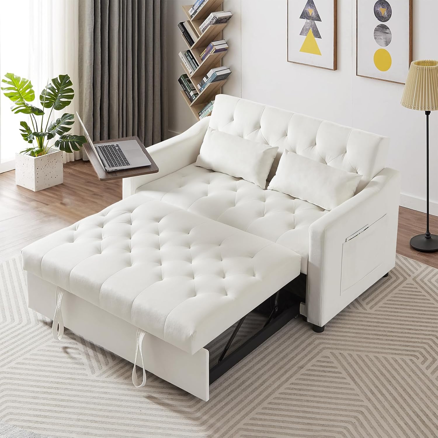 Amazon.com: Antetek 3 in 1 Convertible Sofa Bed w/360° Rotating Side ...