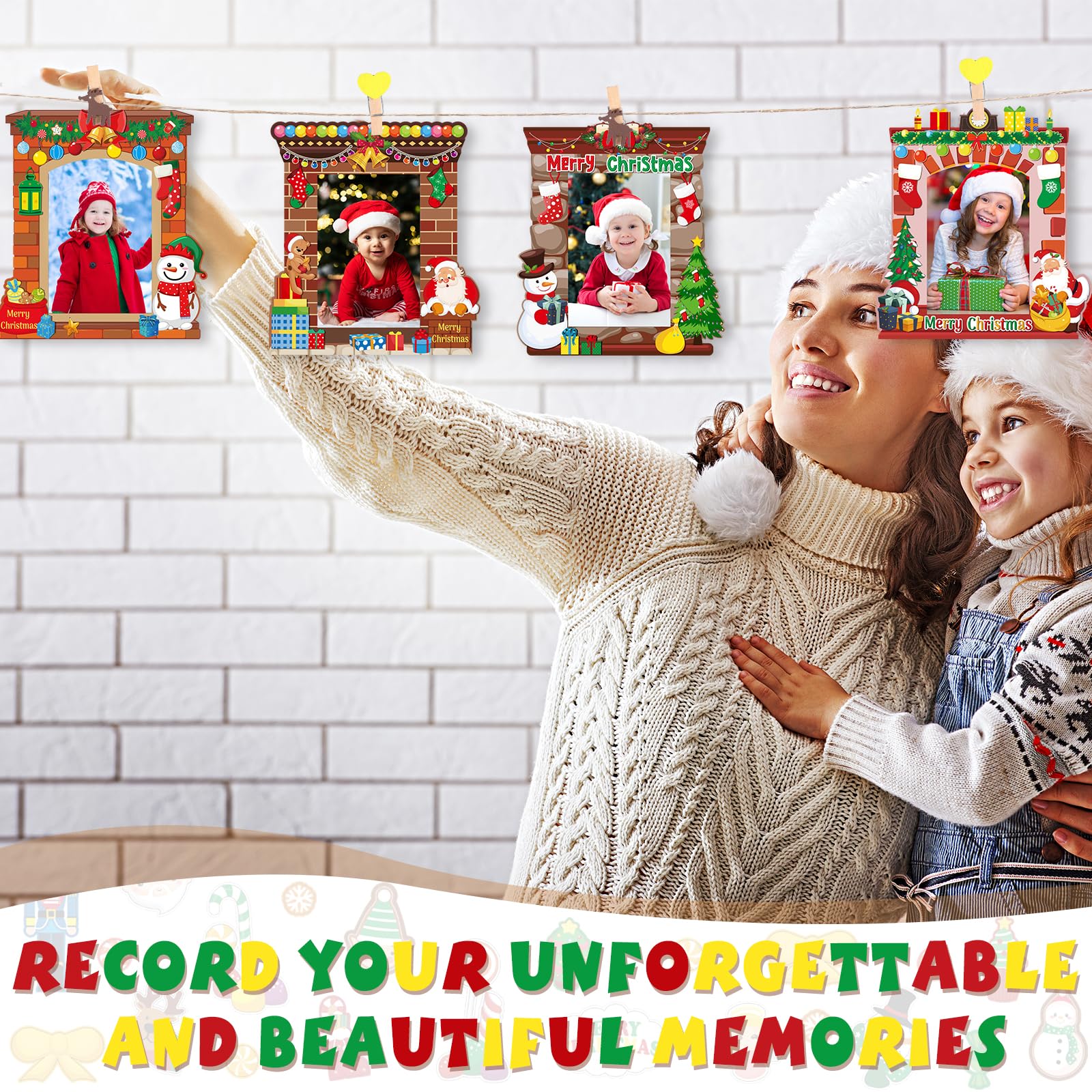 Snapklik.com : 24 Pack Christmas Picture Frame Craft Kits DIY Fireplace ...