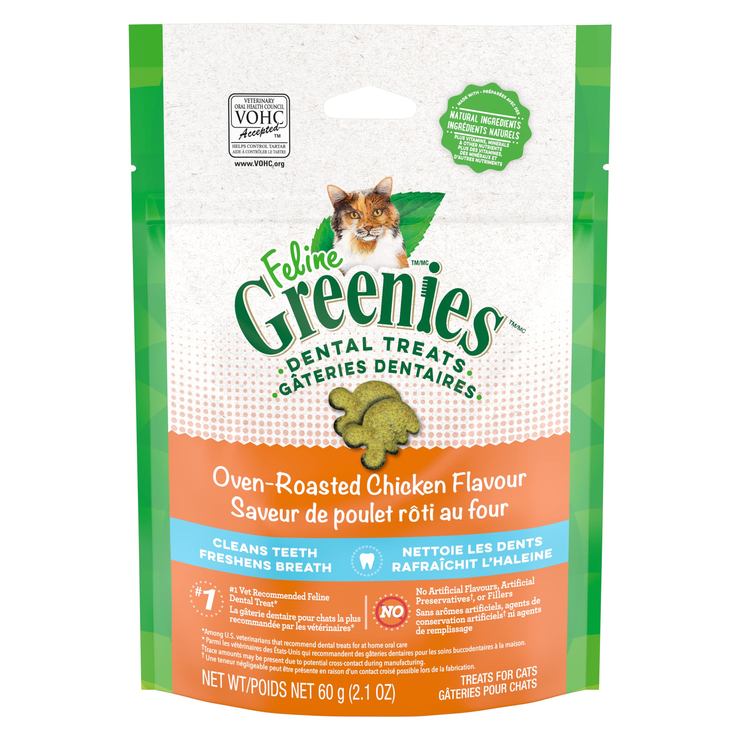 FELINE GREENIES Cat Treats Natural Dental Care, Oven Roasted Chicken ...