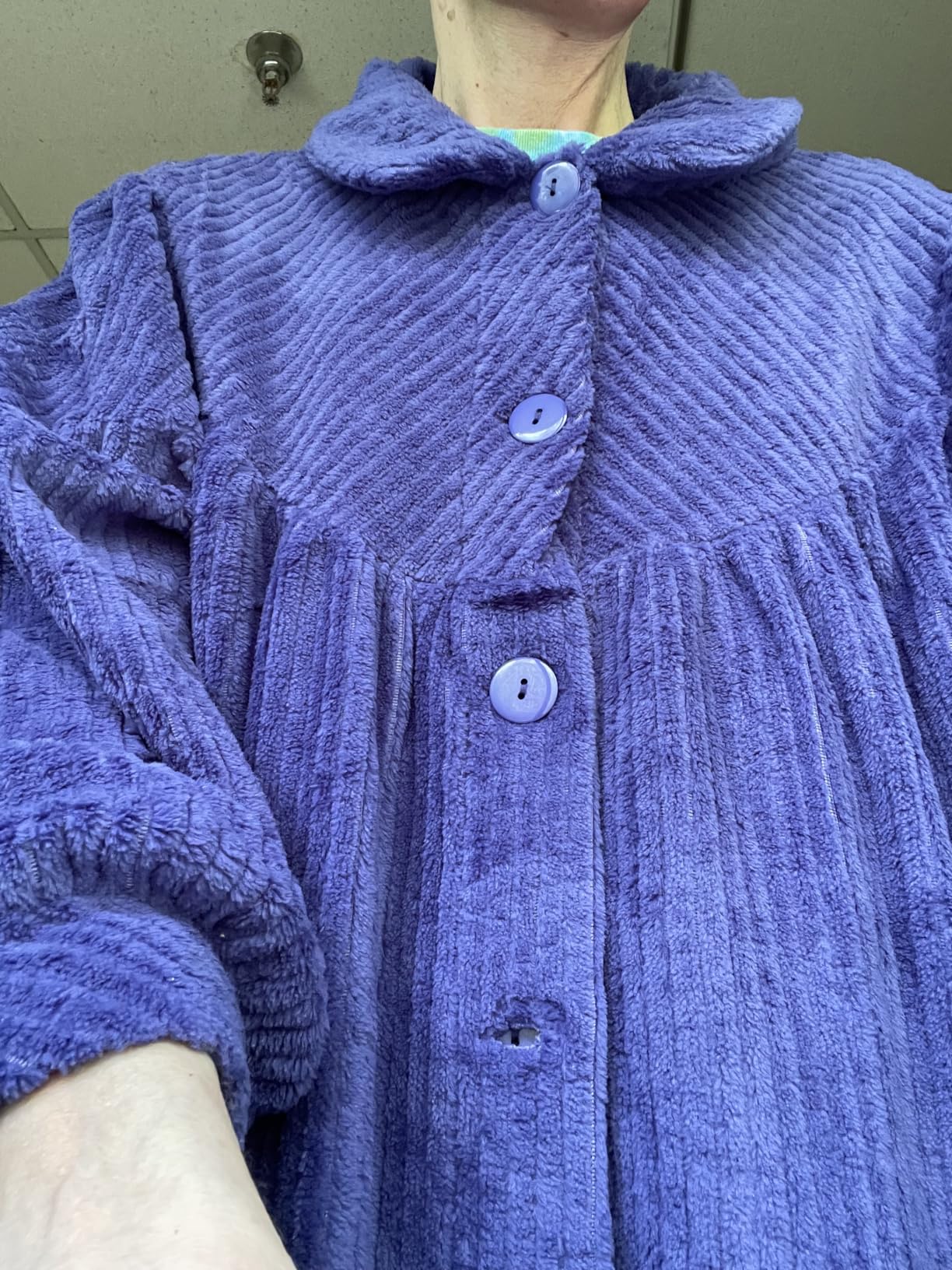 Collections Etc Plush Fleece Button Front Robe with Pockets, Collar at ...